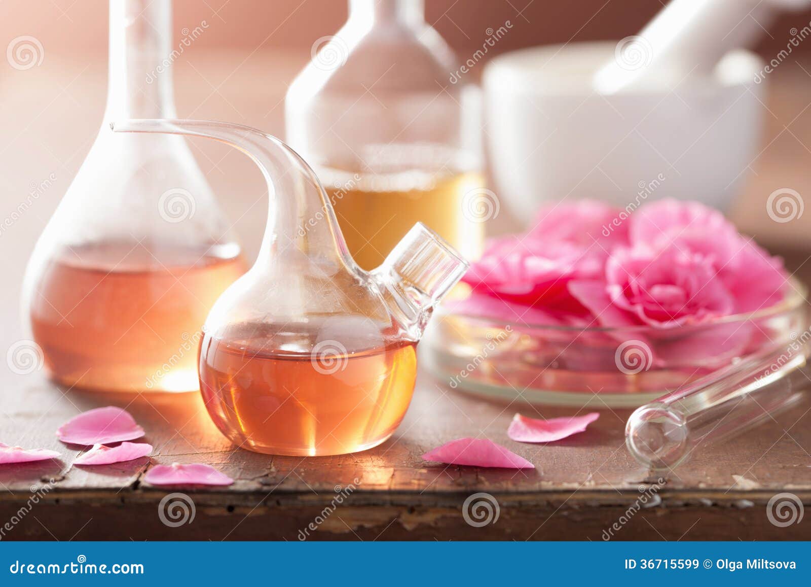 Aromatherapy and Alchemy with Pink Flowers Stock Image - Image of ...
