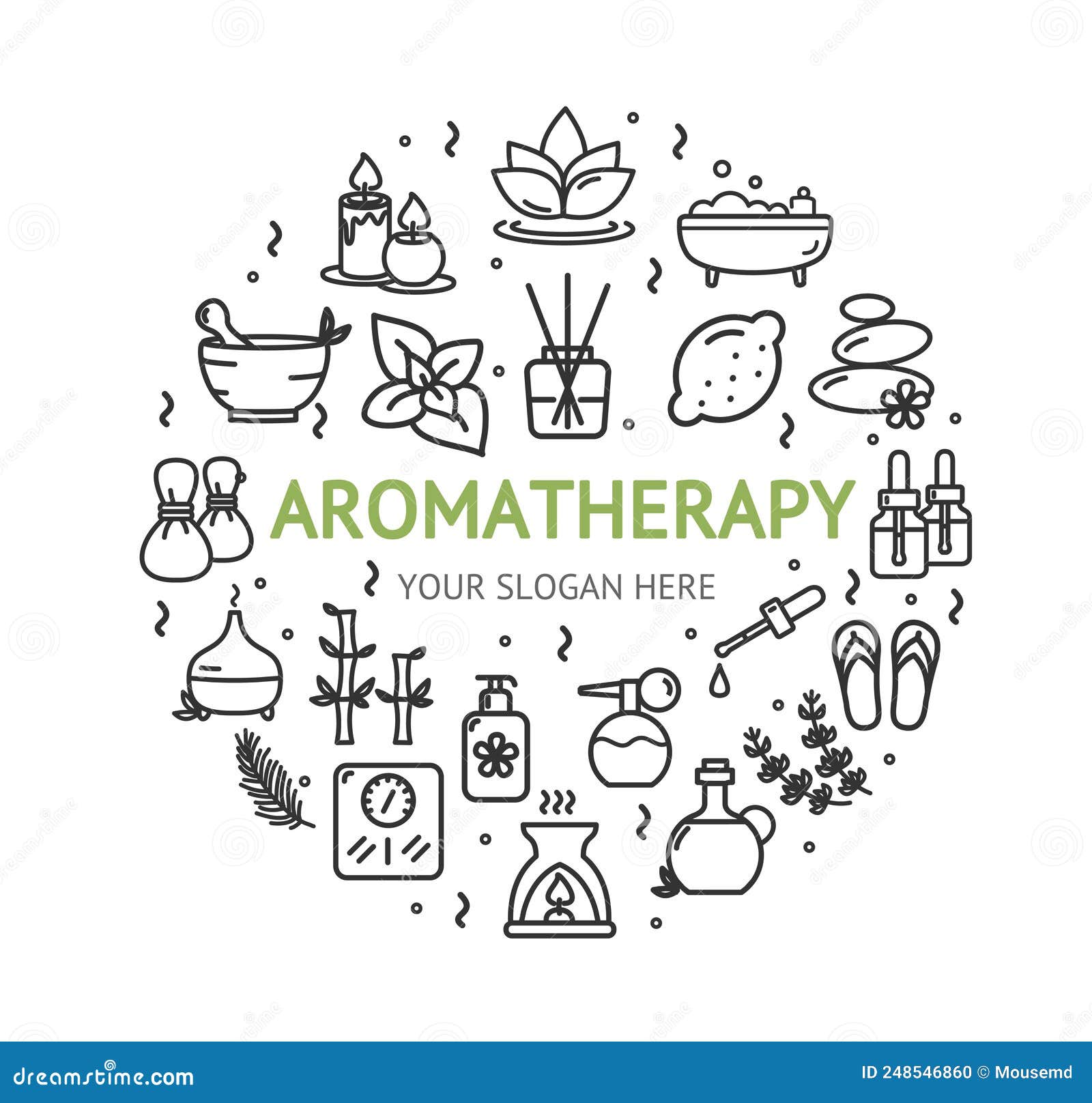 Aromatherapy Design Template Thin Line Icon Banner Concept. Vector ...