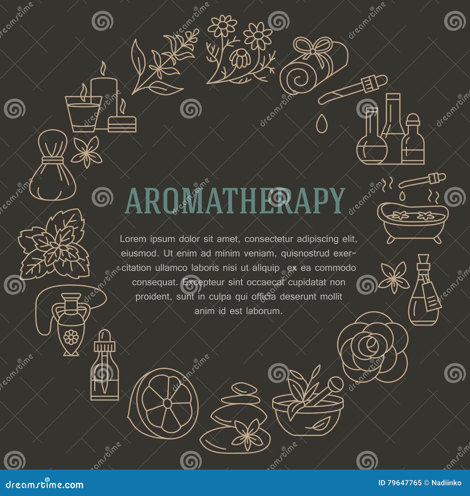Aromatherapy and Essential Oils Brochure Template. Vector Line ...