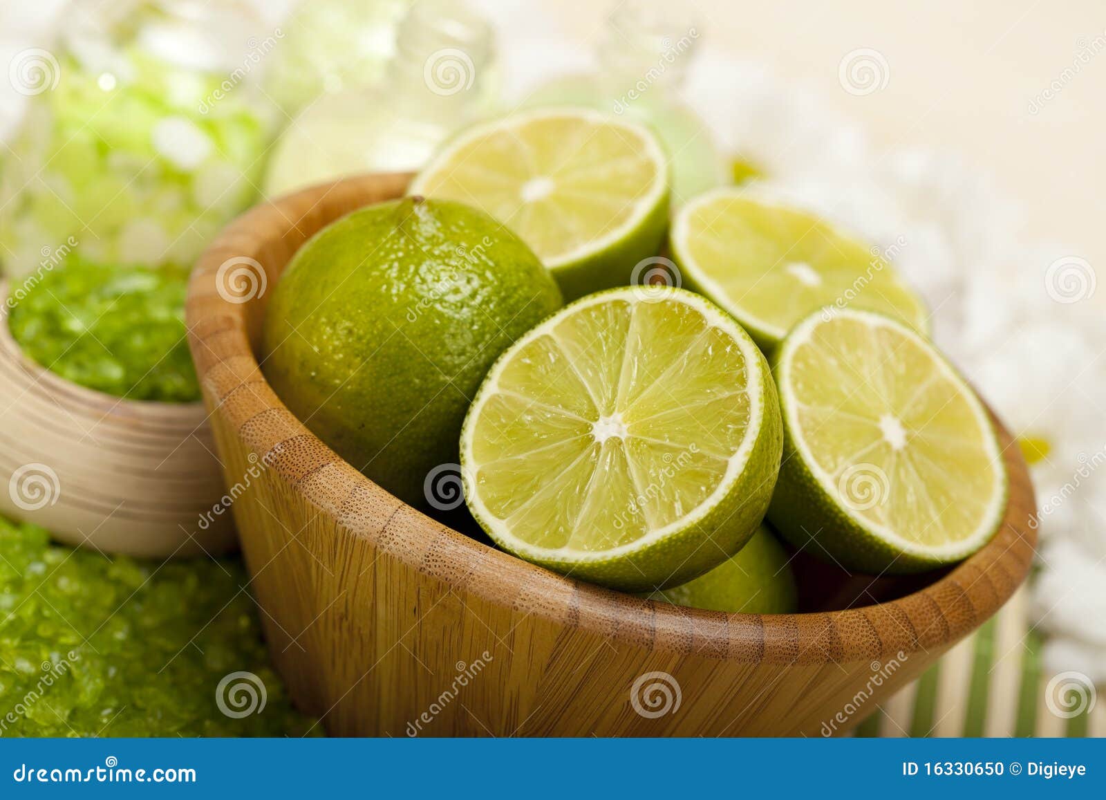 Aromatherapy - Lime Bath Salt Stock Photo - Image of cosmetic, mineral ...
