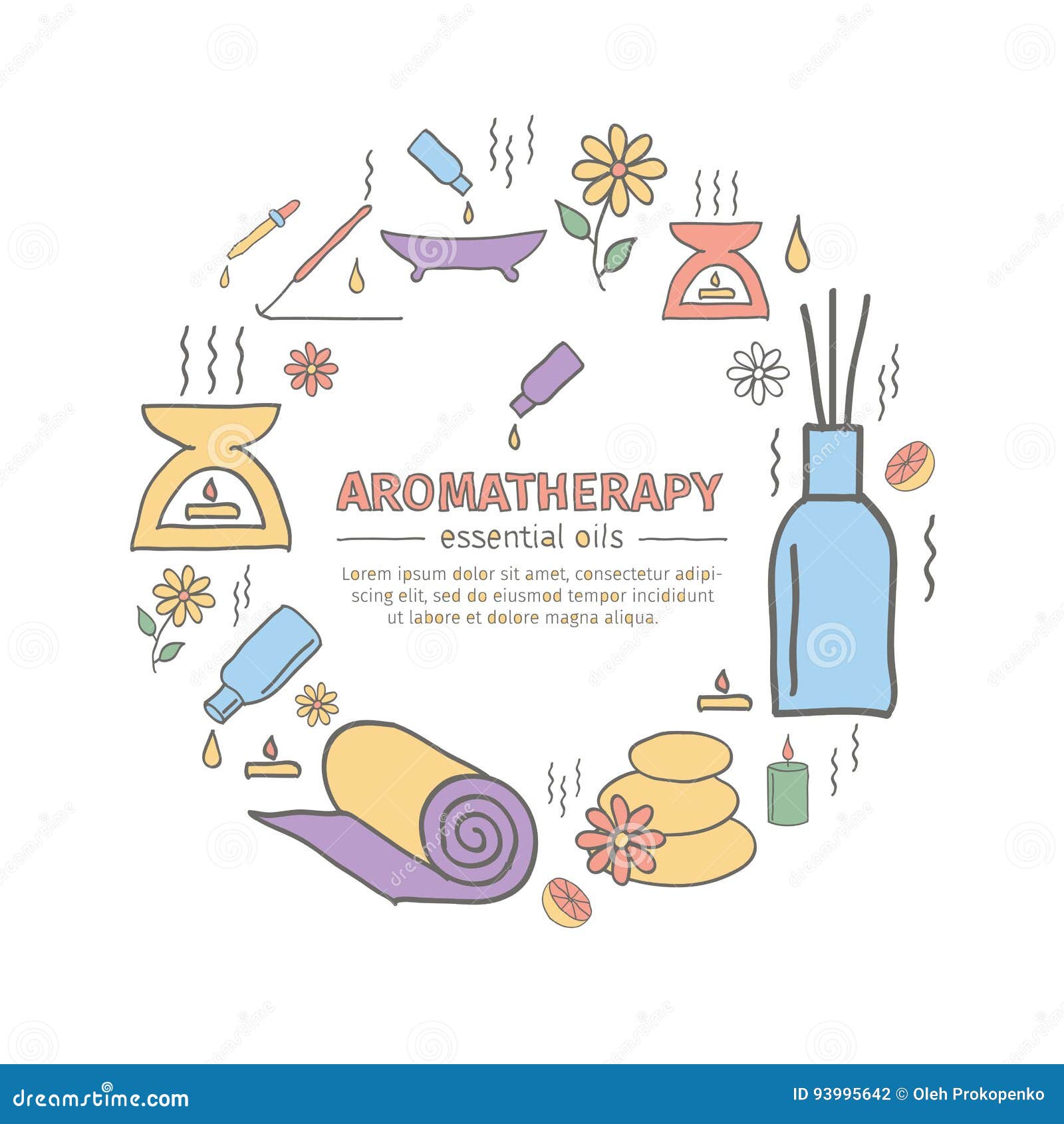 Aromatherapy Oils Hand Drawn Set. Vector Illustration Stock Vector ...