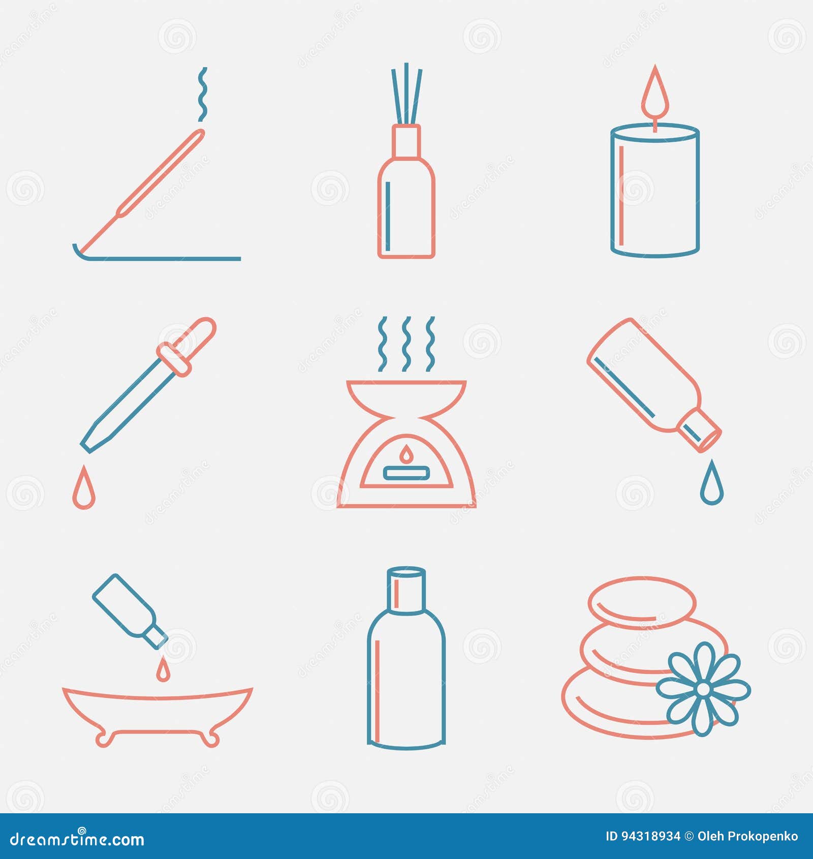 Aromatherapy Oils Icons Set. Essential Oil Thin Line Style. Modern Flat ...