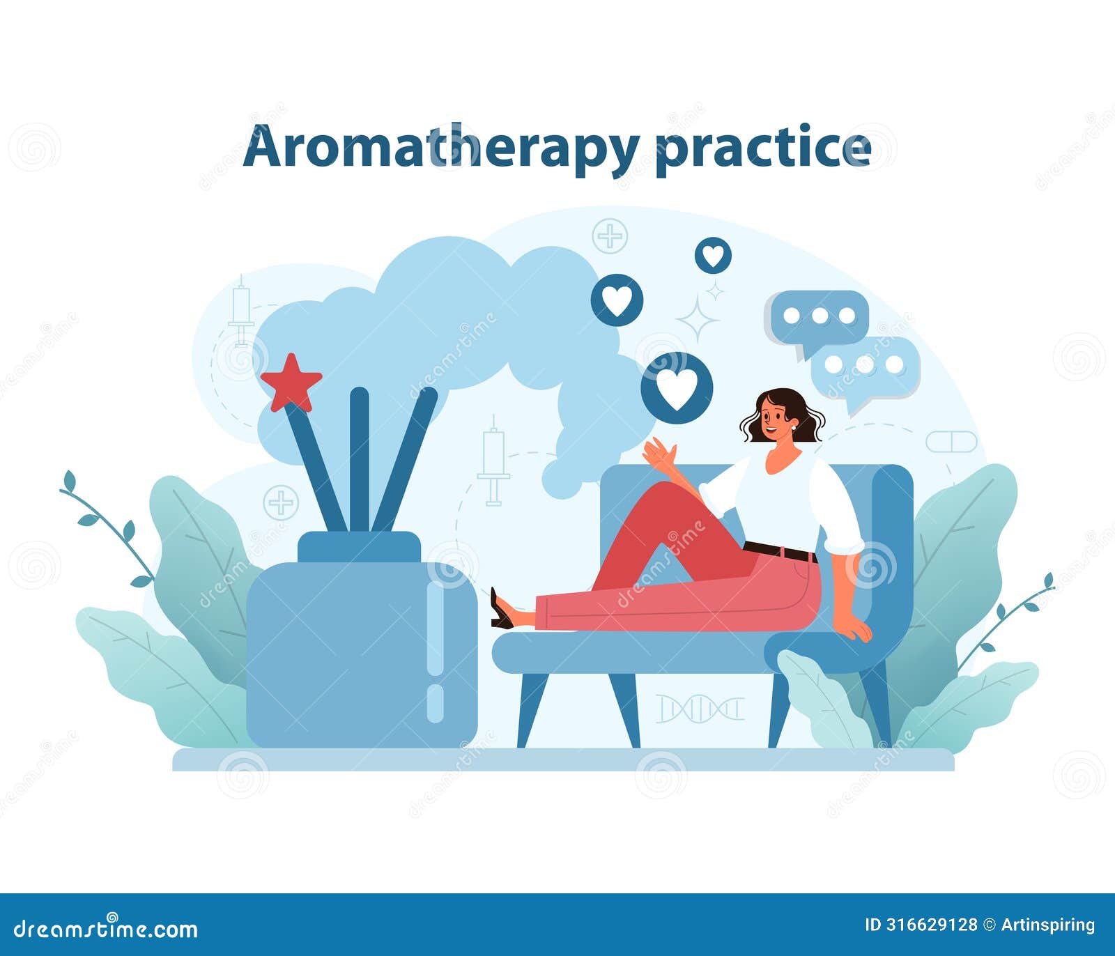 Aromatherapy Session Illustration. a Serene Stock Vector - Illustration ...
