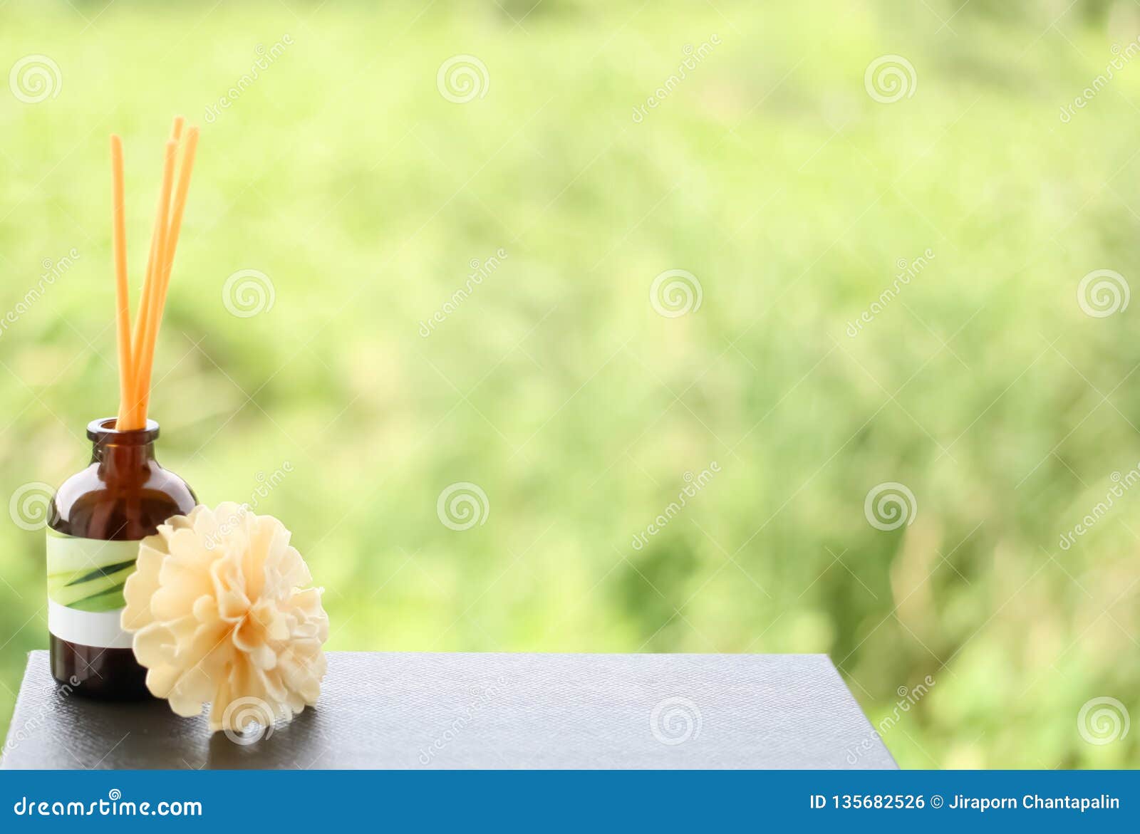 Aromatherapy Set on Table on Garden Background Stock Photo - Image of ...