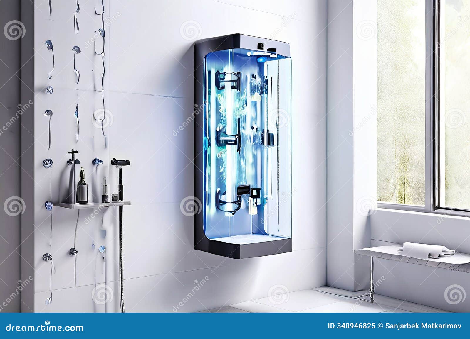 Aromatherapy Shower System a Shower Panel with Multiple Nozzles Stock ...