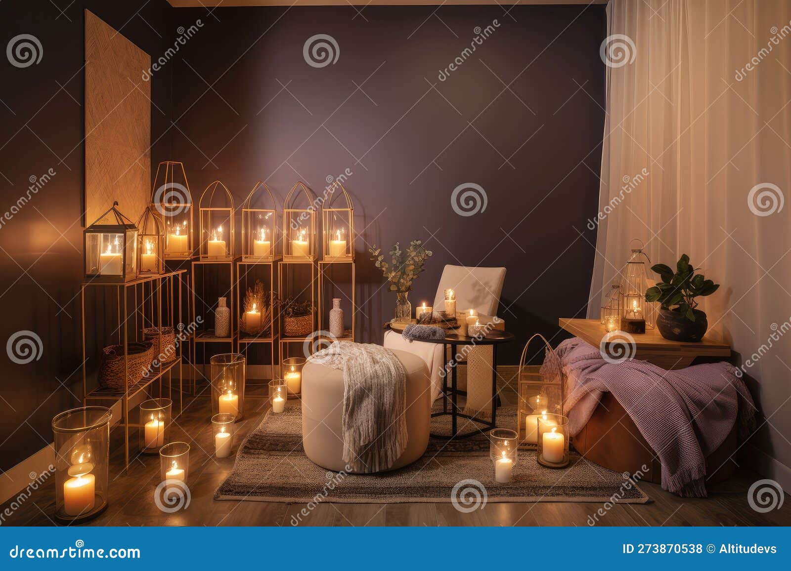 Aromatherapy Treatment Room with Essential Oils and Diffusers, Candles ...