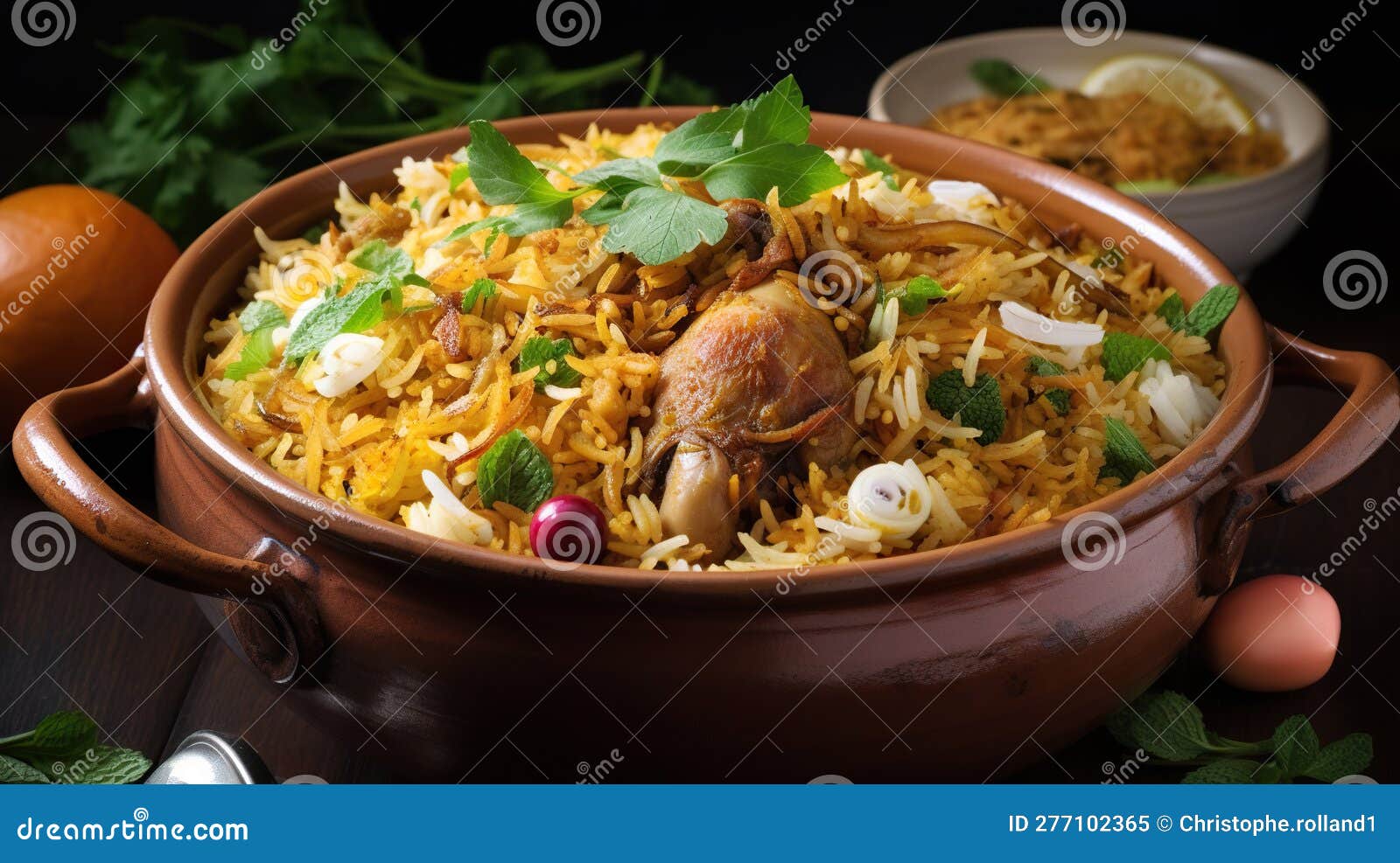 Aromatic Biryani With Flavorful Rice, Succulent Meat, Vibrant Garnishes ...