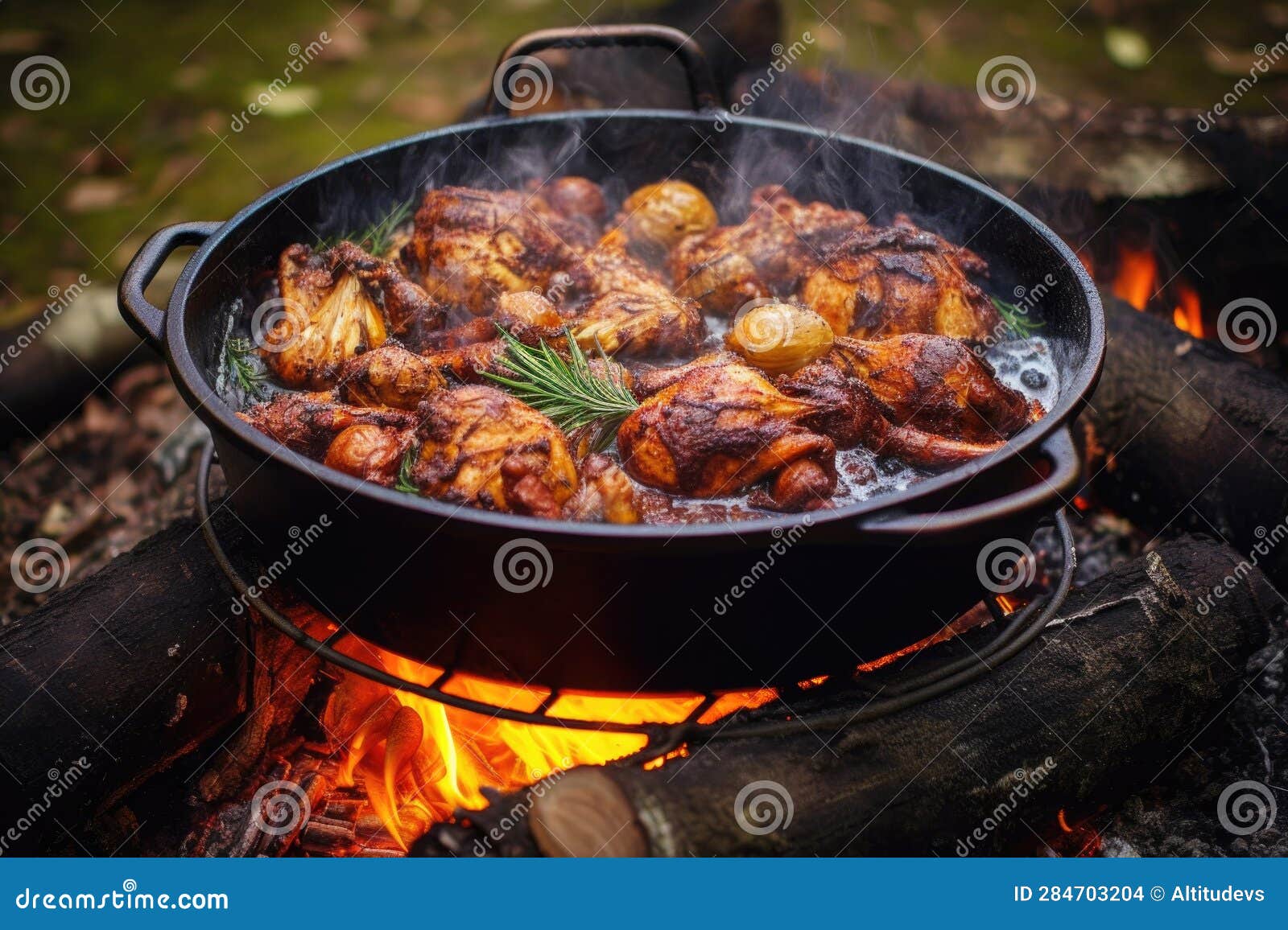 Set Campfire, Chicken Leg, Brick Stove, Meat Chopper, Steak Meat And ...