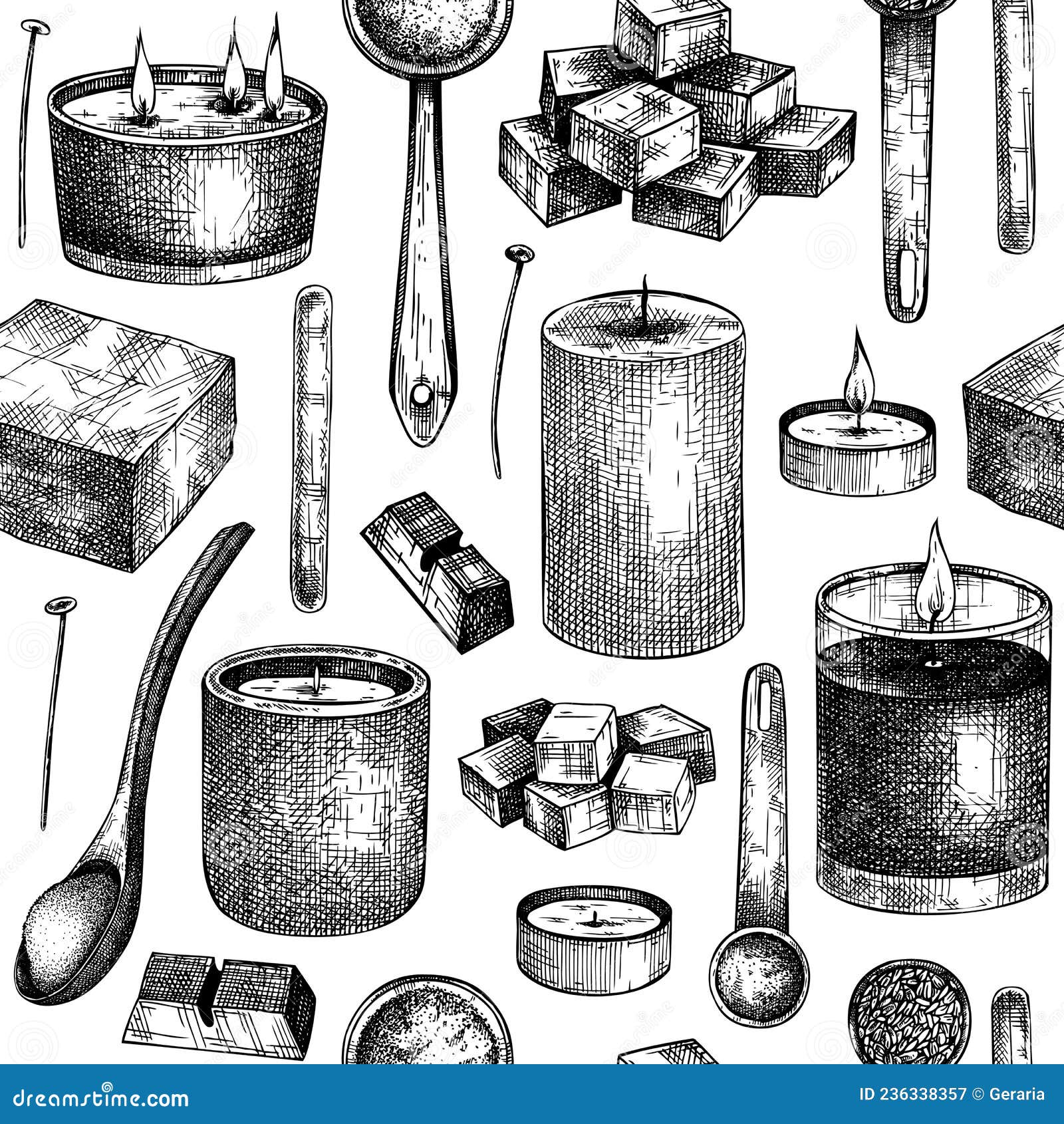 Aromatic Candles Making Kit Background. Vector Backdrop With Candle ...