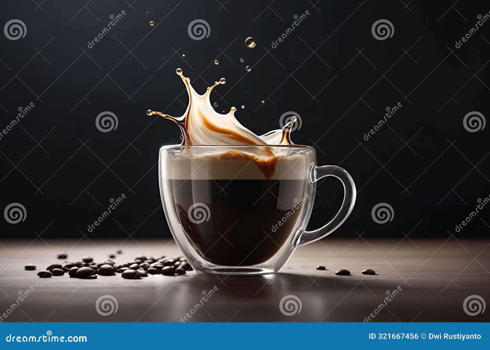 Aromatic Coffee Splash and Splatter in a Glass Stock Illustration ...