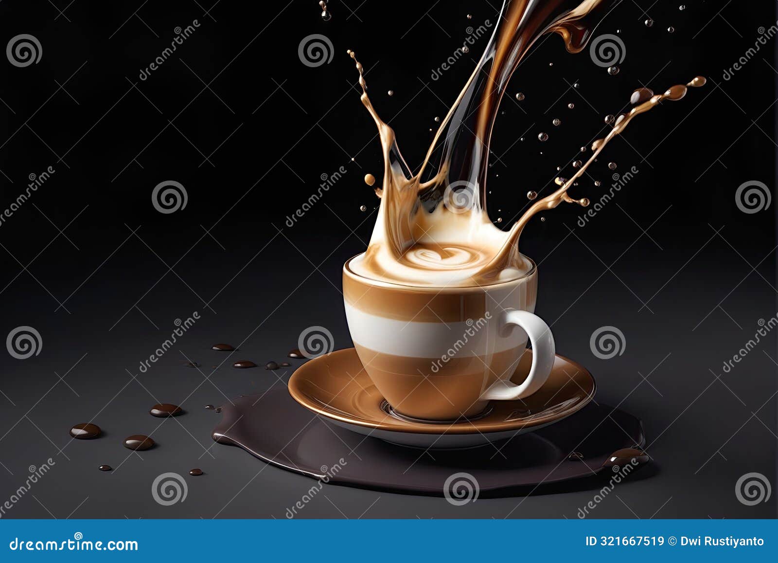Aromatic Coffee Splash and Splatter in a Glass Stock Illustration ...