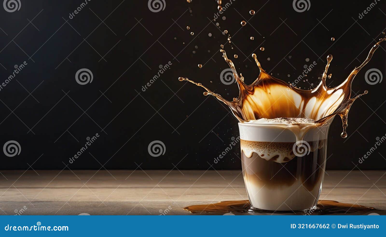 Aromatic Coffee Splash and Splatter in a Glass Stock Illustration ...