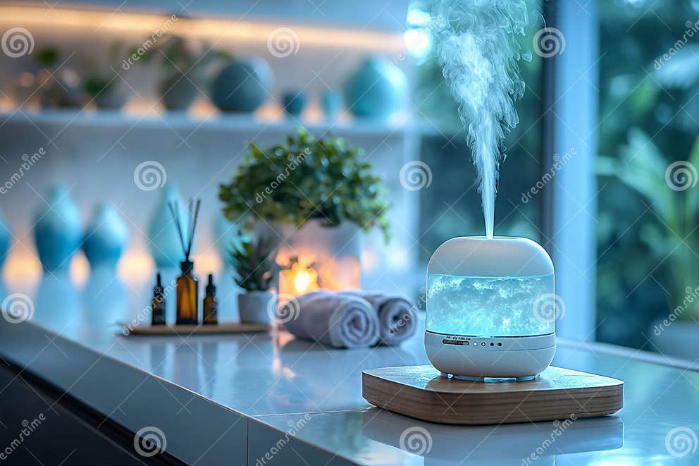 Aromatic Diffuser Releasing Steam in a Serene Spa Setting Concept Stock ...