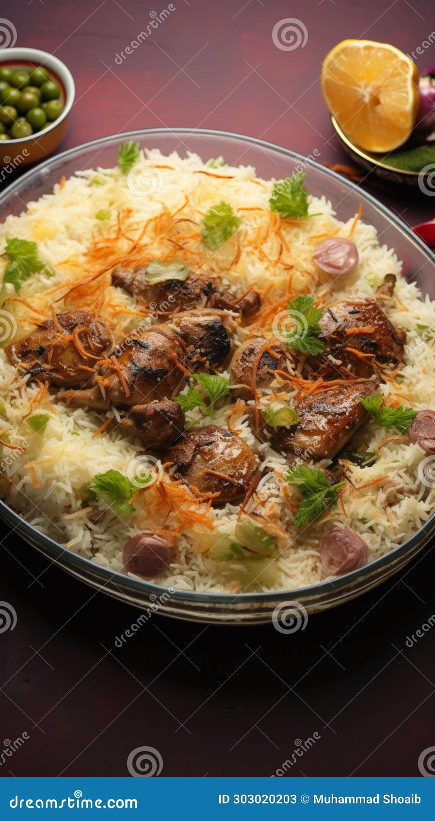 Aromatic Feast Mutton Biryani Presented Enticingly on a Table Stock ...