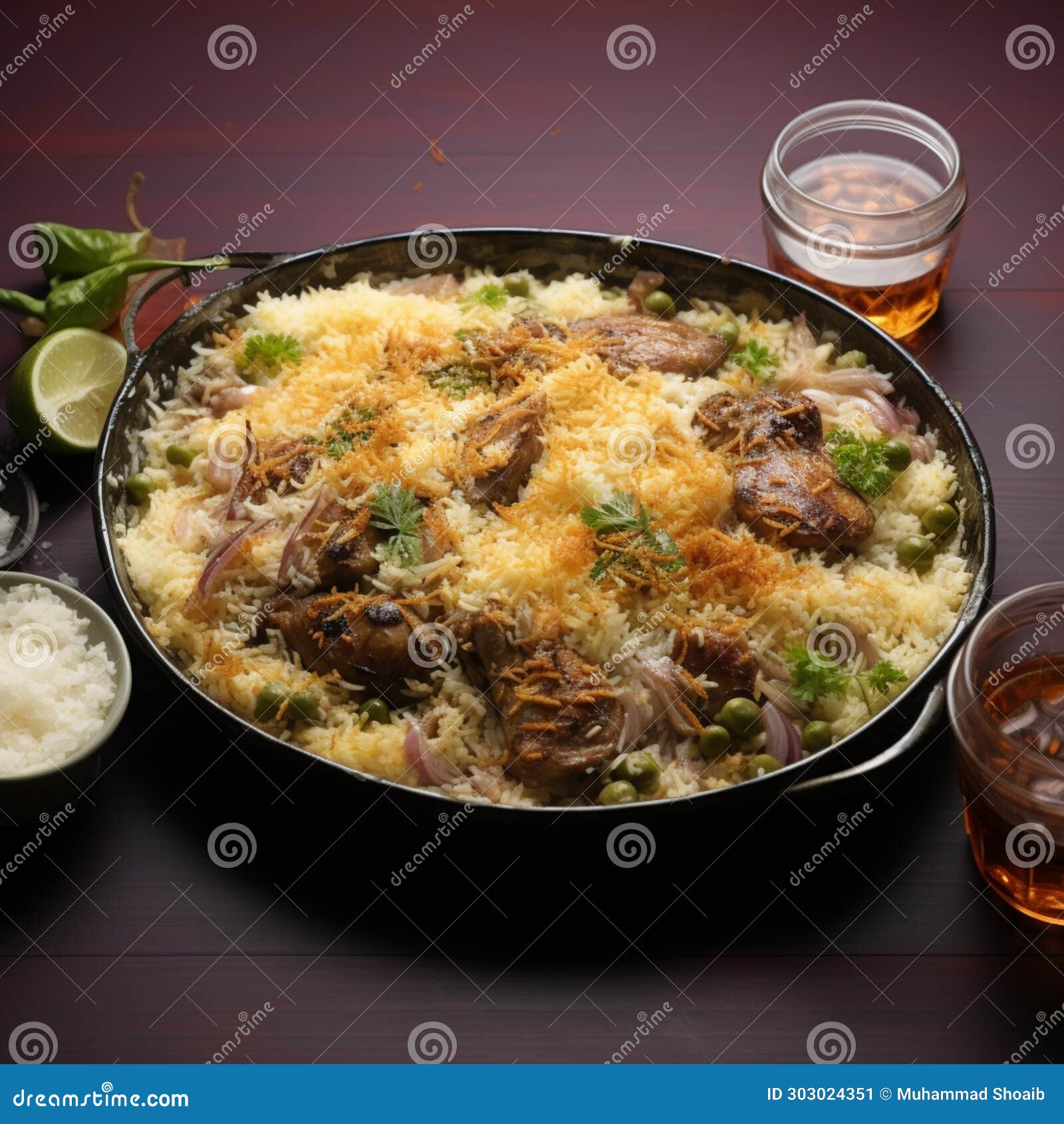 Aromatic Feast Mutton Biryani Presented Enticingly on a Table Stock ...