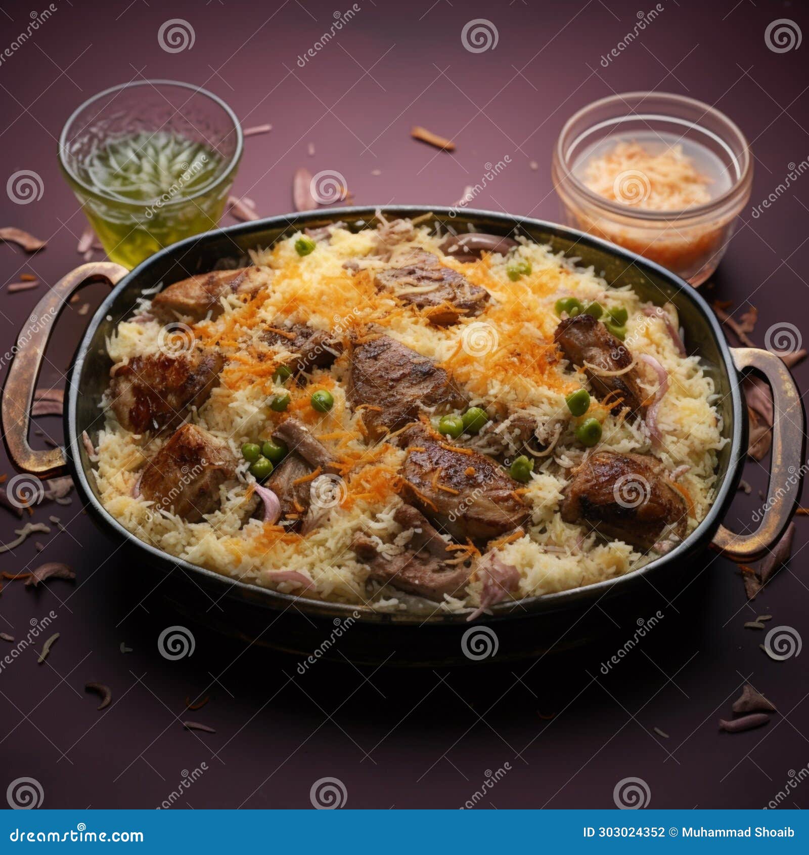 Aromatic Feast Mutton Biryani Presented Enticingly on a Table Stock ...