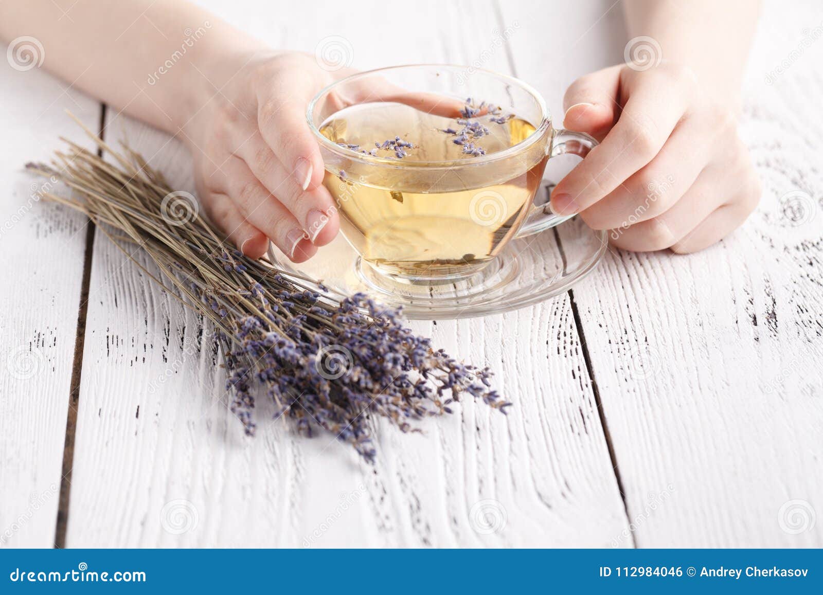 Aromatic Herbal Tea in Glass Cup Holding Female Hands Stock Photo ...