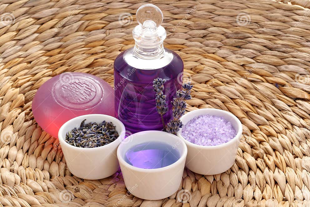 Aromatic lavender bath stock image. Image of toiletries - 4443087