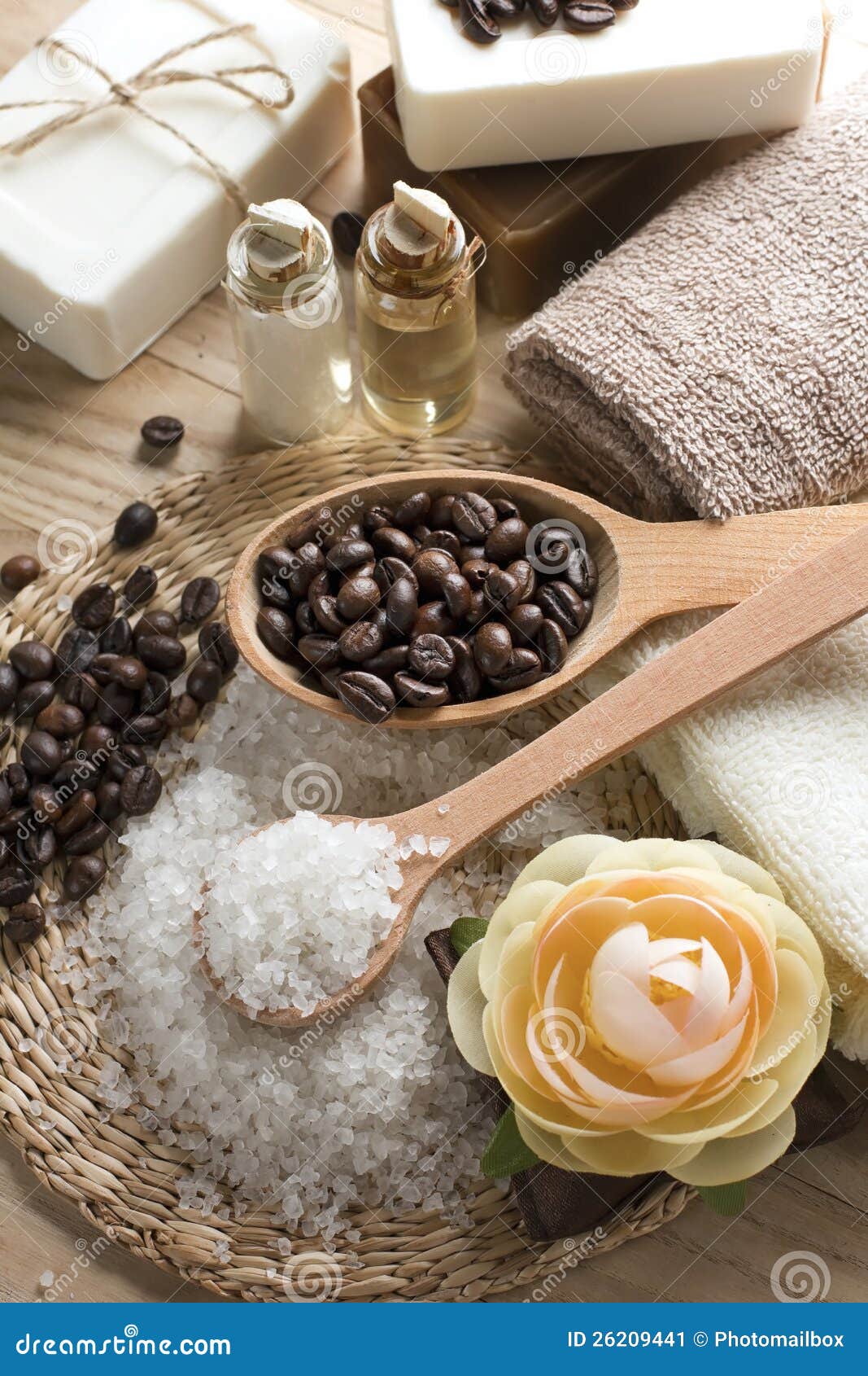 Aromatic Spa Coffee Set with Sea Salt and Soap Stock Image - Image of ...