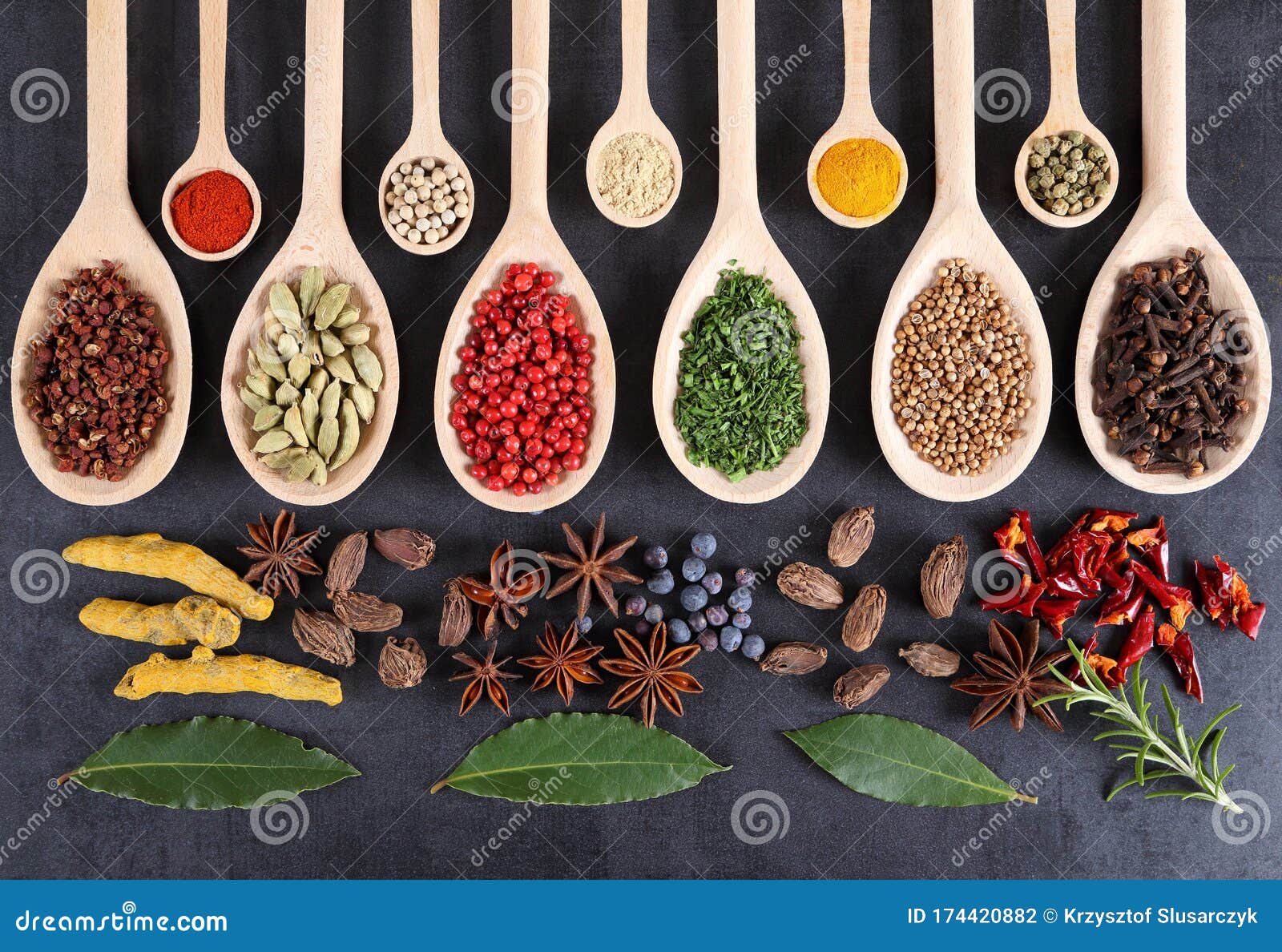 Aromatic Spices Of Several Kinds, As Dry Herbs And Seeds Stock ...
