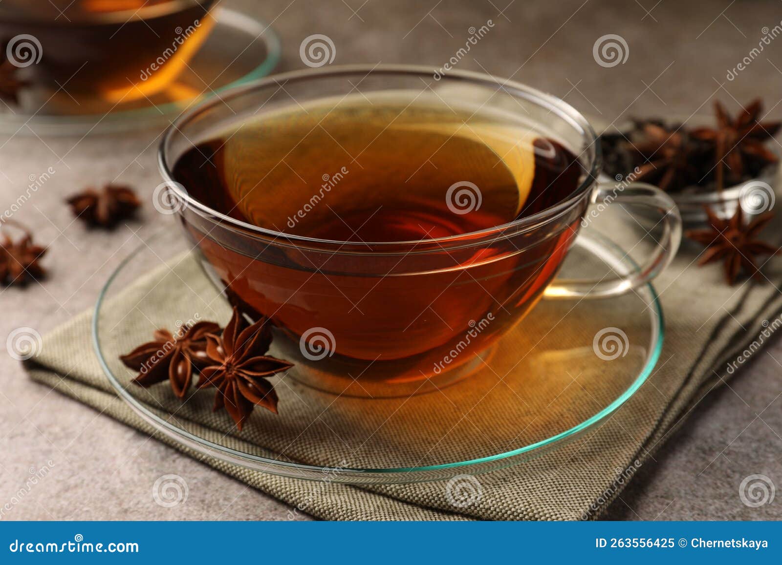 Aromatic Tea with Anise Stars on Light Grey Table, Closeup Stock Image ...