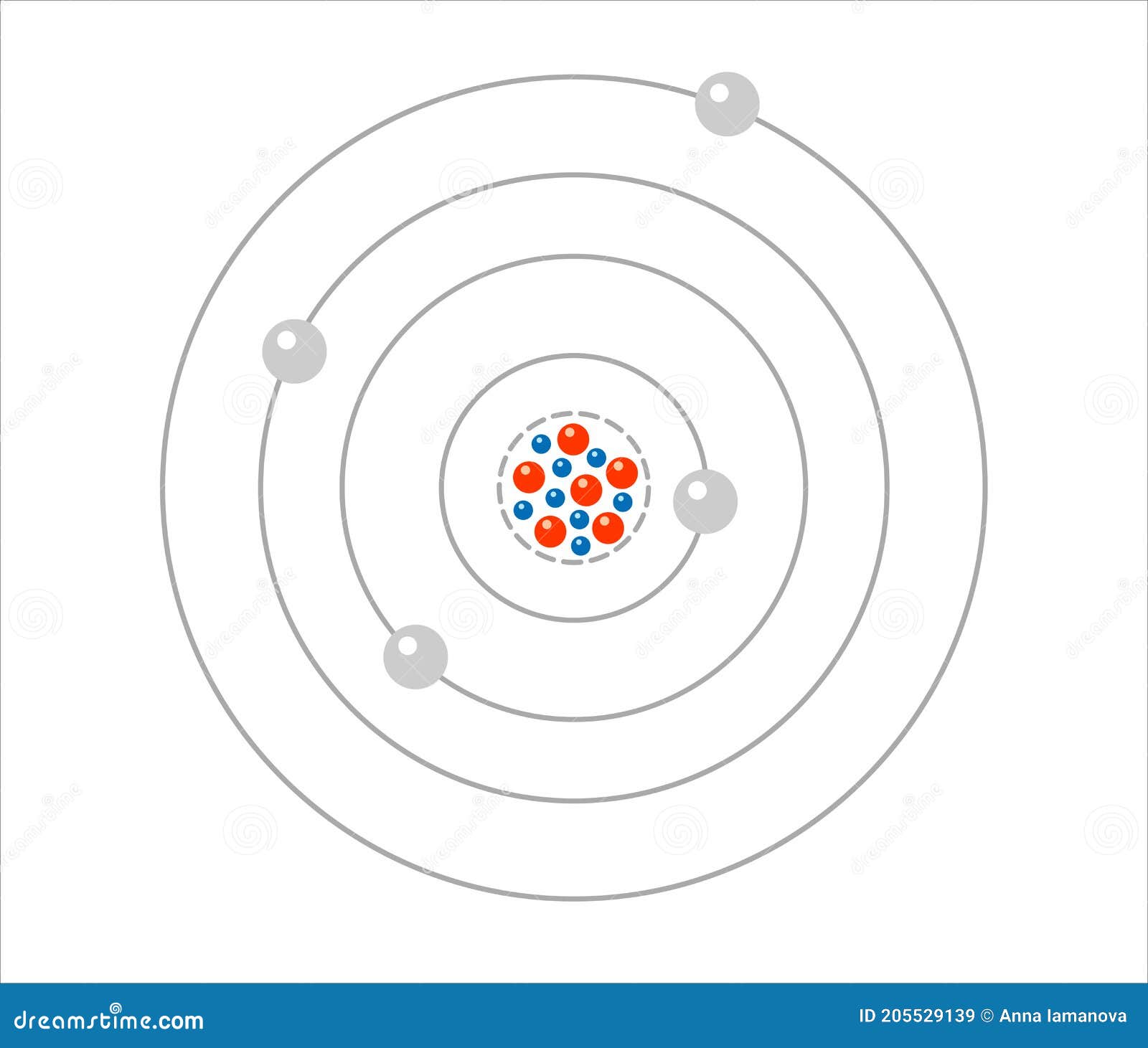 Around the Atom, Gamma Waves, Protons, Neutrons and Electrons. Stock ...