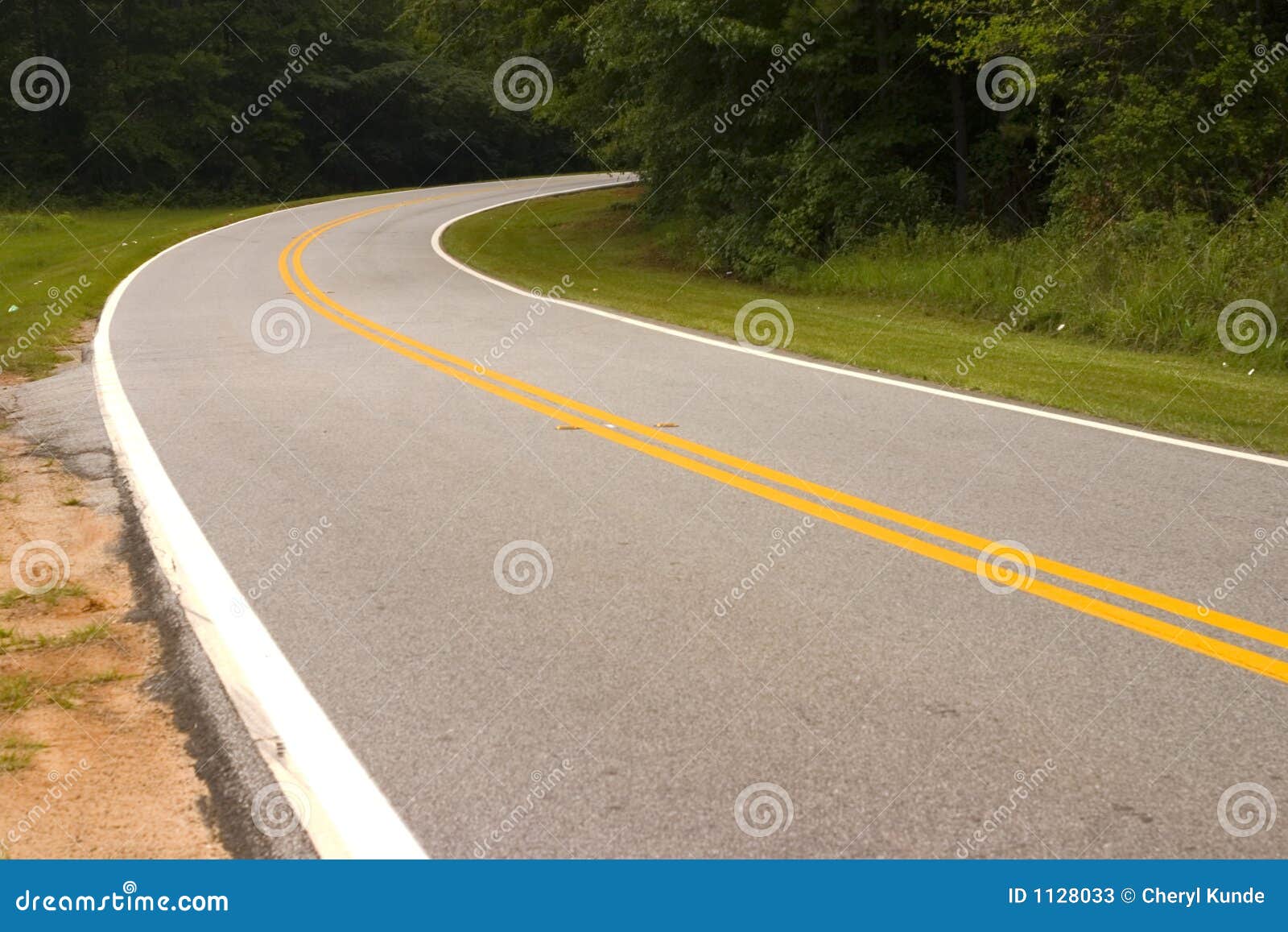 Around the Bend stock image. Image of woods, road, curve - 1128033
