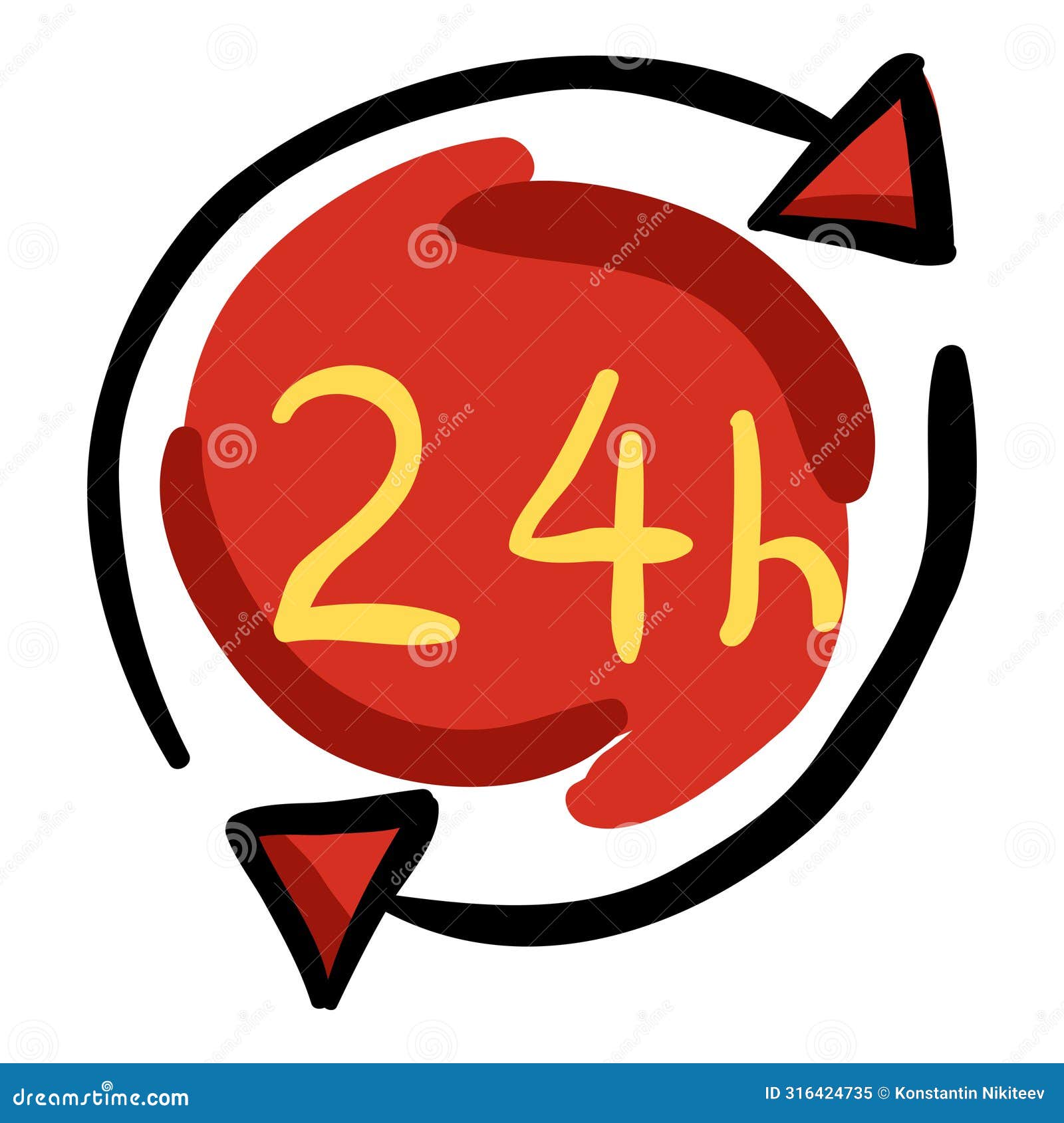 Around the Clock - Hand Drawn Doodle Icon Stock Vector - Illustration ...