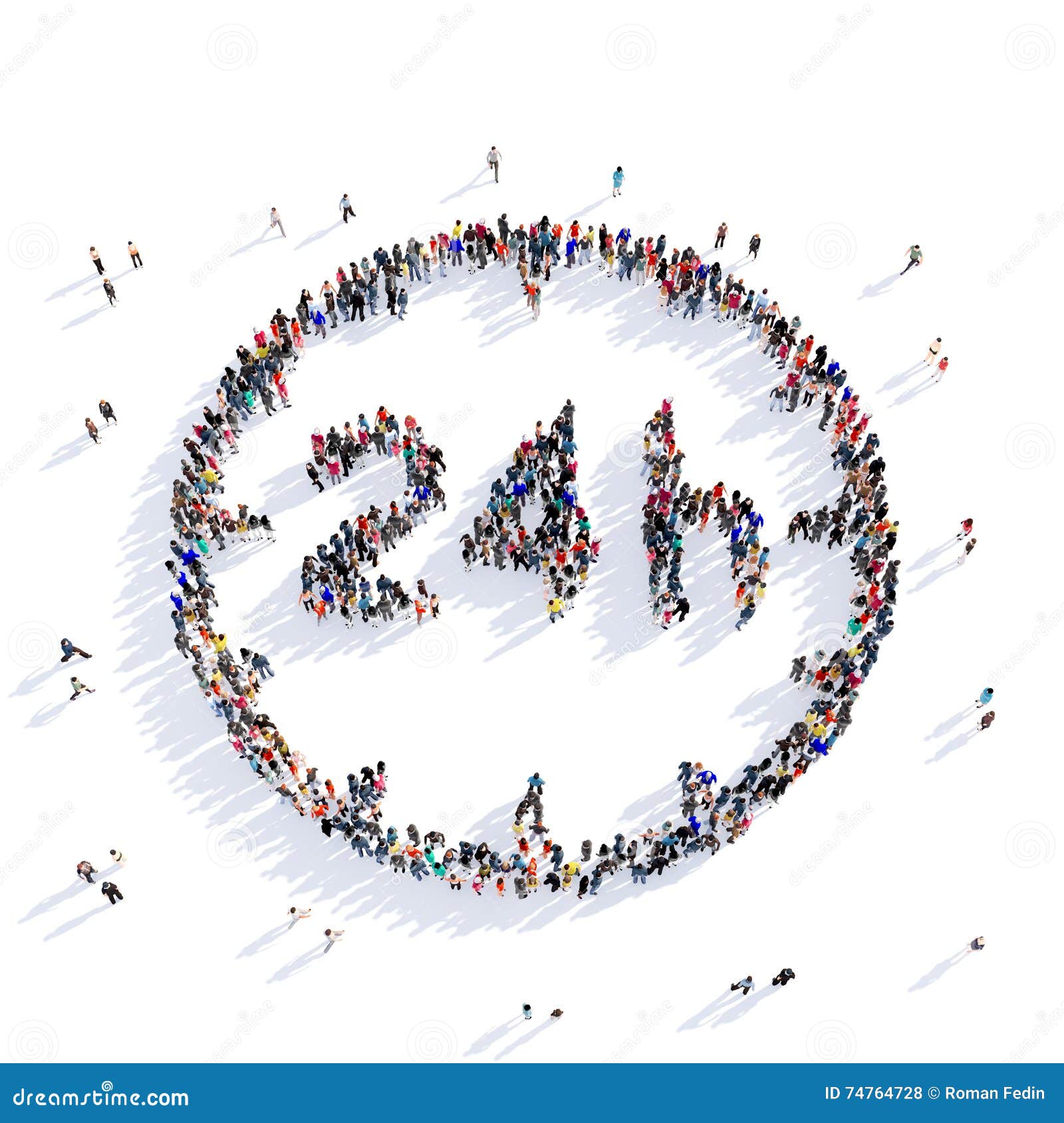 Around Clock People Shape 3D Rendering Stock Illustration ...