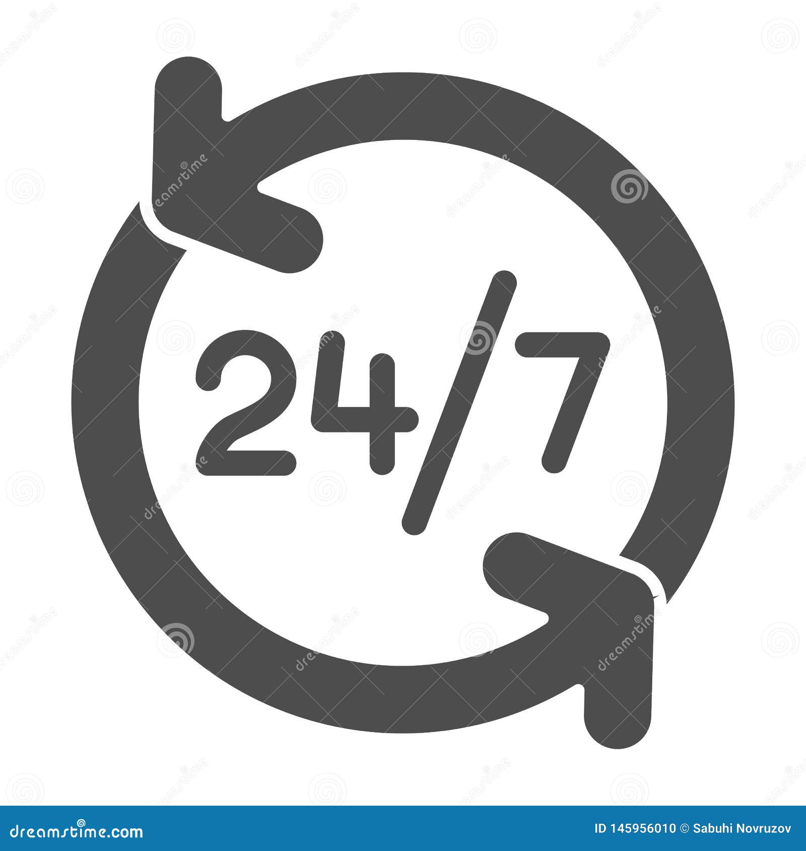 Around the Clock Solid Icon. 24 Hours Service Vector Illustration ...