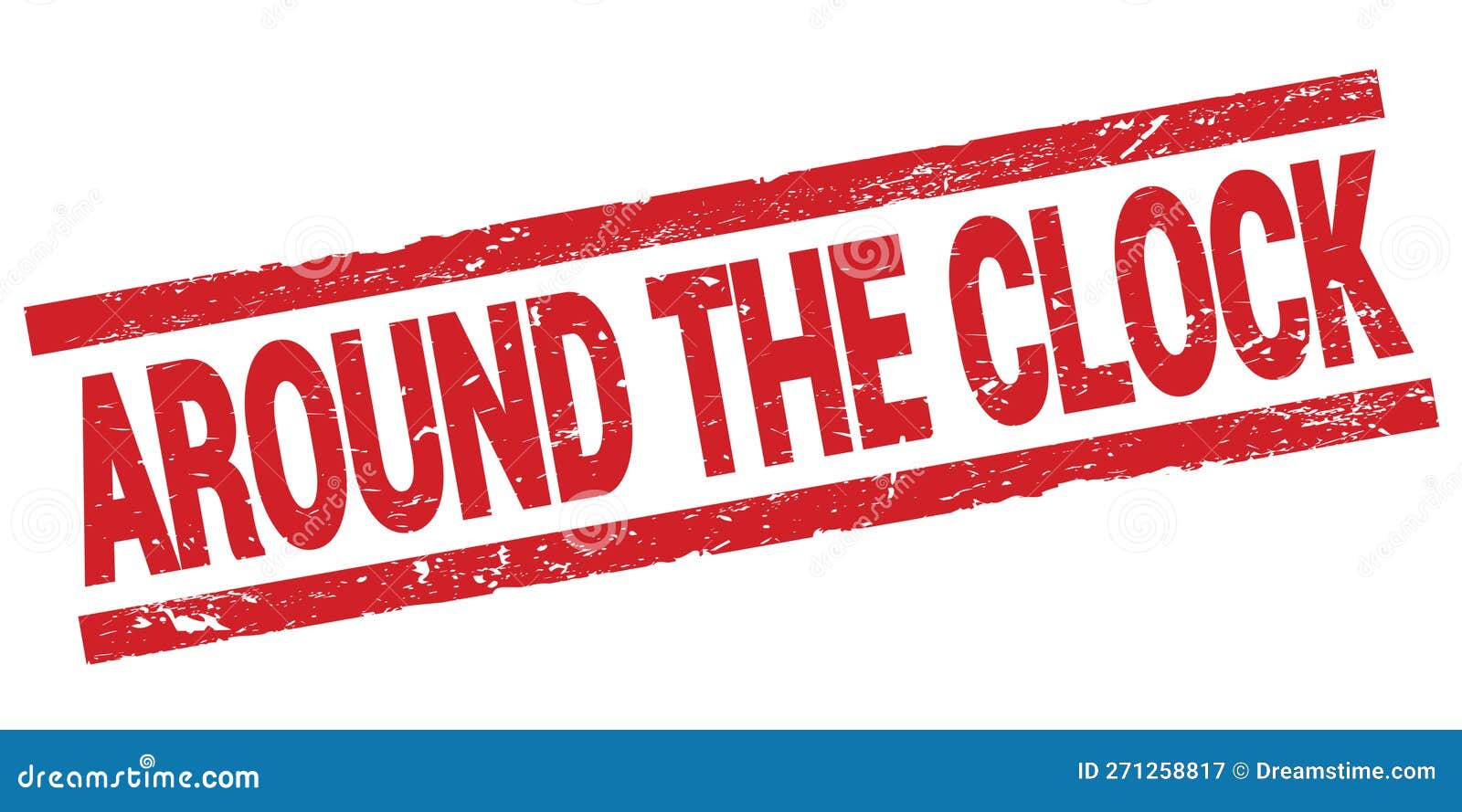 AROUND the CLOCK Text on Red Rectangle Stamp Sign Stock Illustration ...