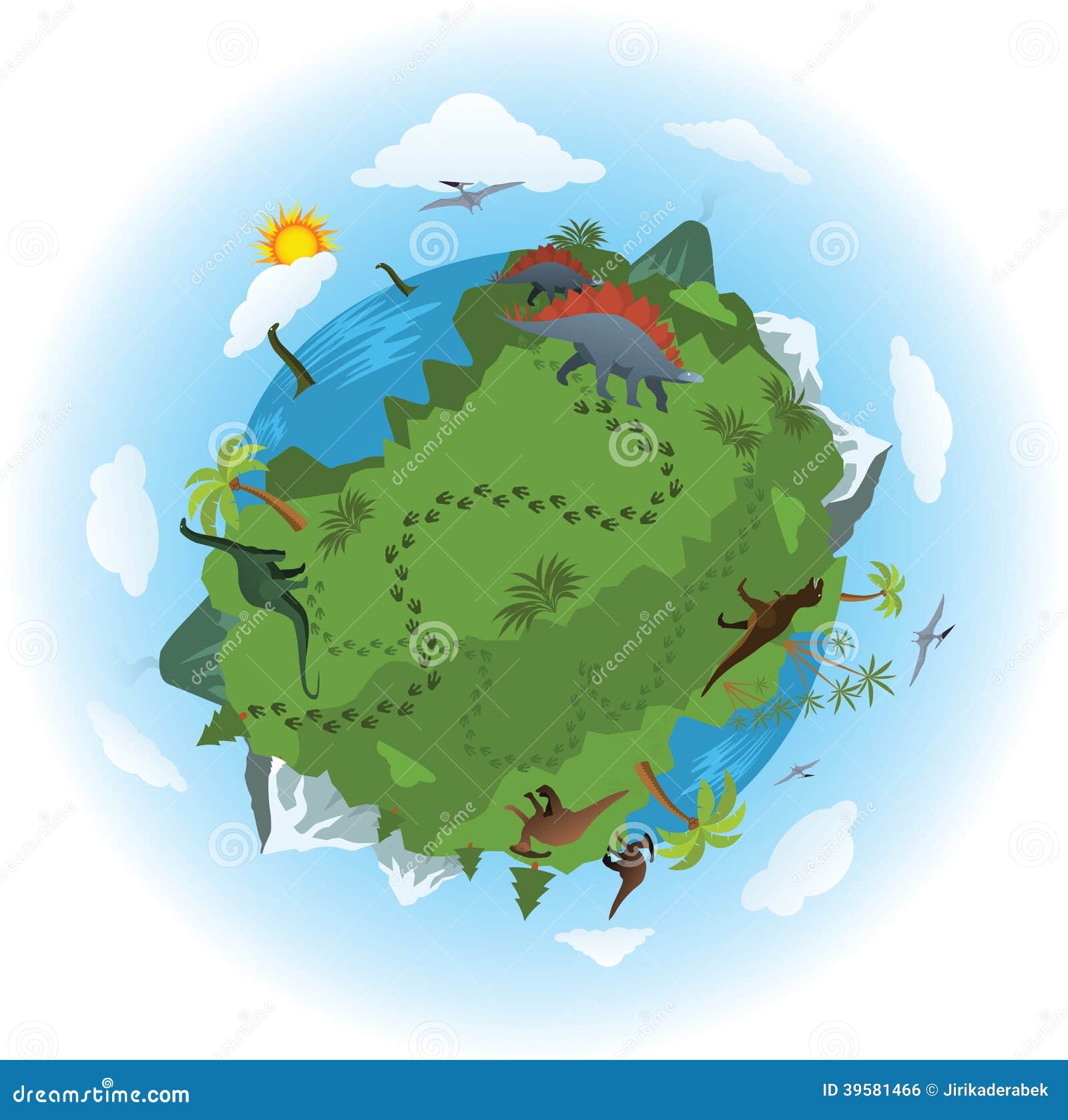 Around the World of Dinosaurs Stock Vector - Illustration of ancient ...