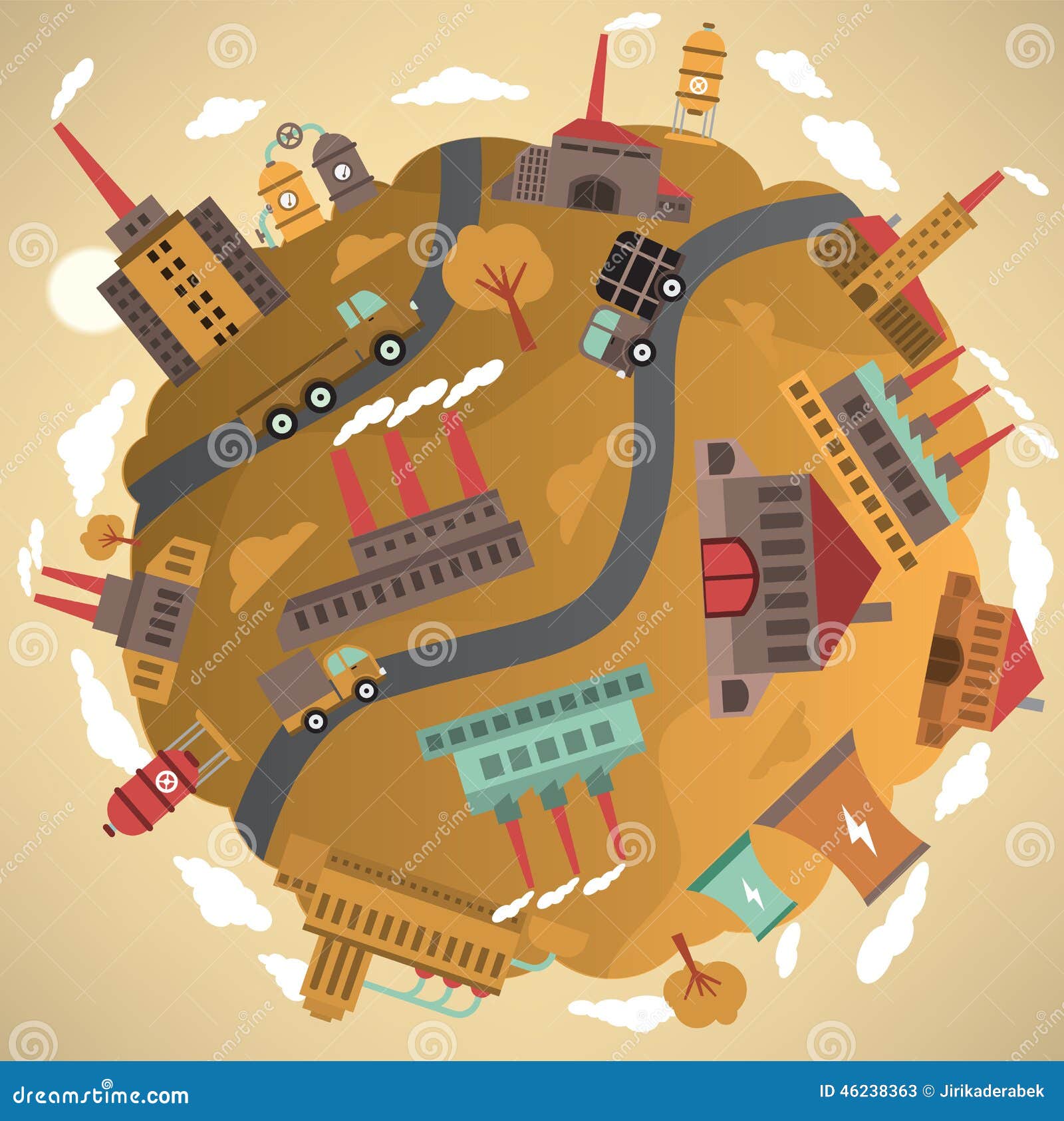 Around the world (factory) stock vector. Illustration of industrial ...
