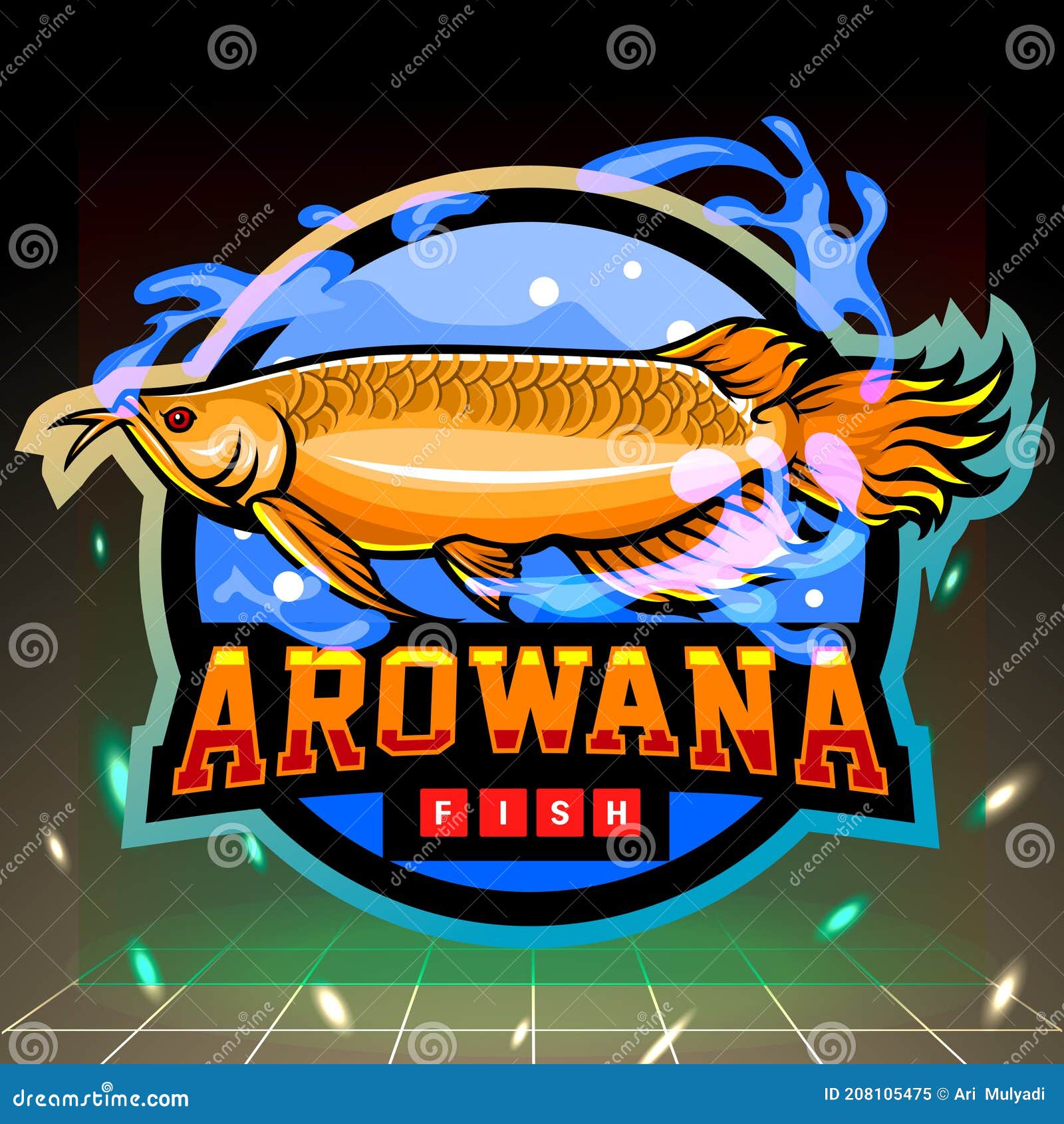 Golden Arowana Mascot. Esport Logo Design Stock Vector - Illustration ...