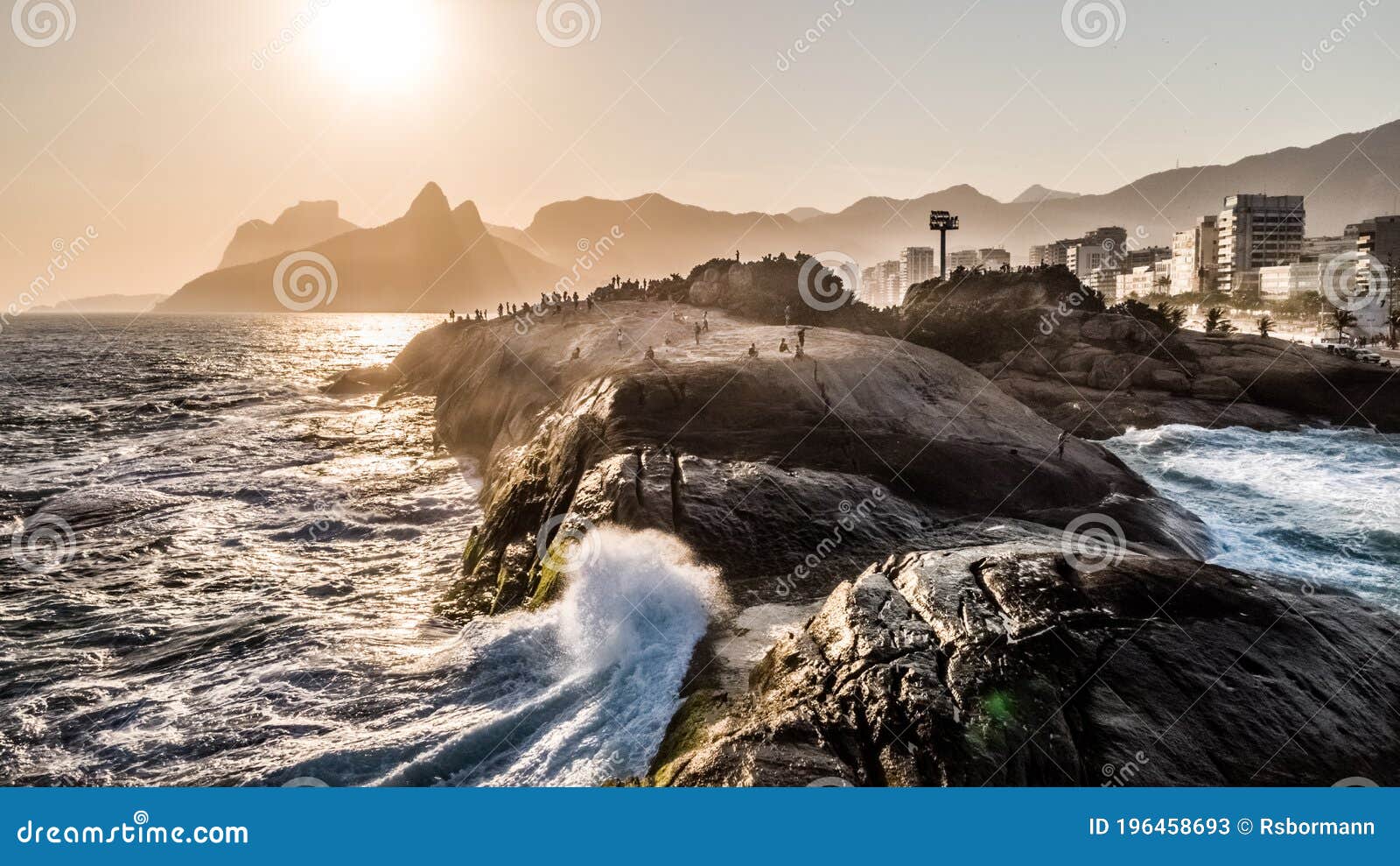 Arpoador Stone in Rio De Janeiro - Site for Sunset Stock Image - Image ...