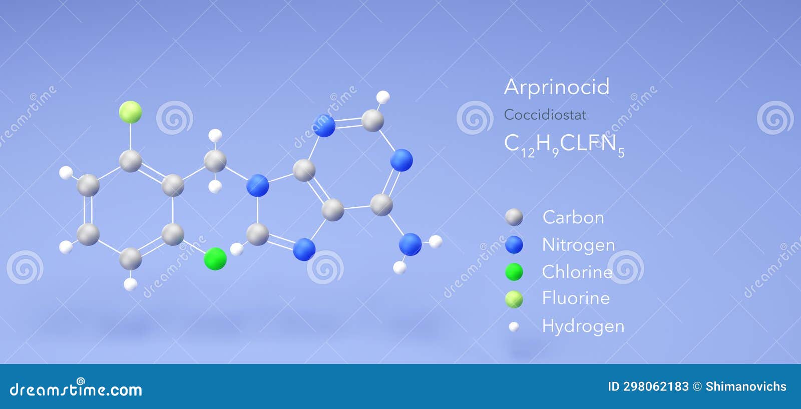 Arprinocid Molecular Structure, 3d Model Molecule, Coccidiostat ...