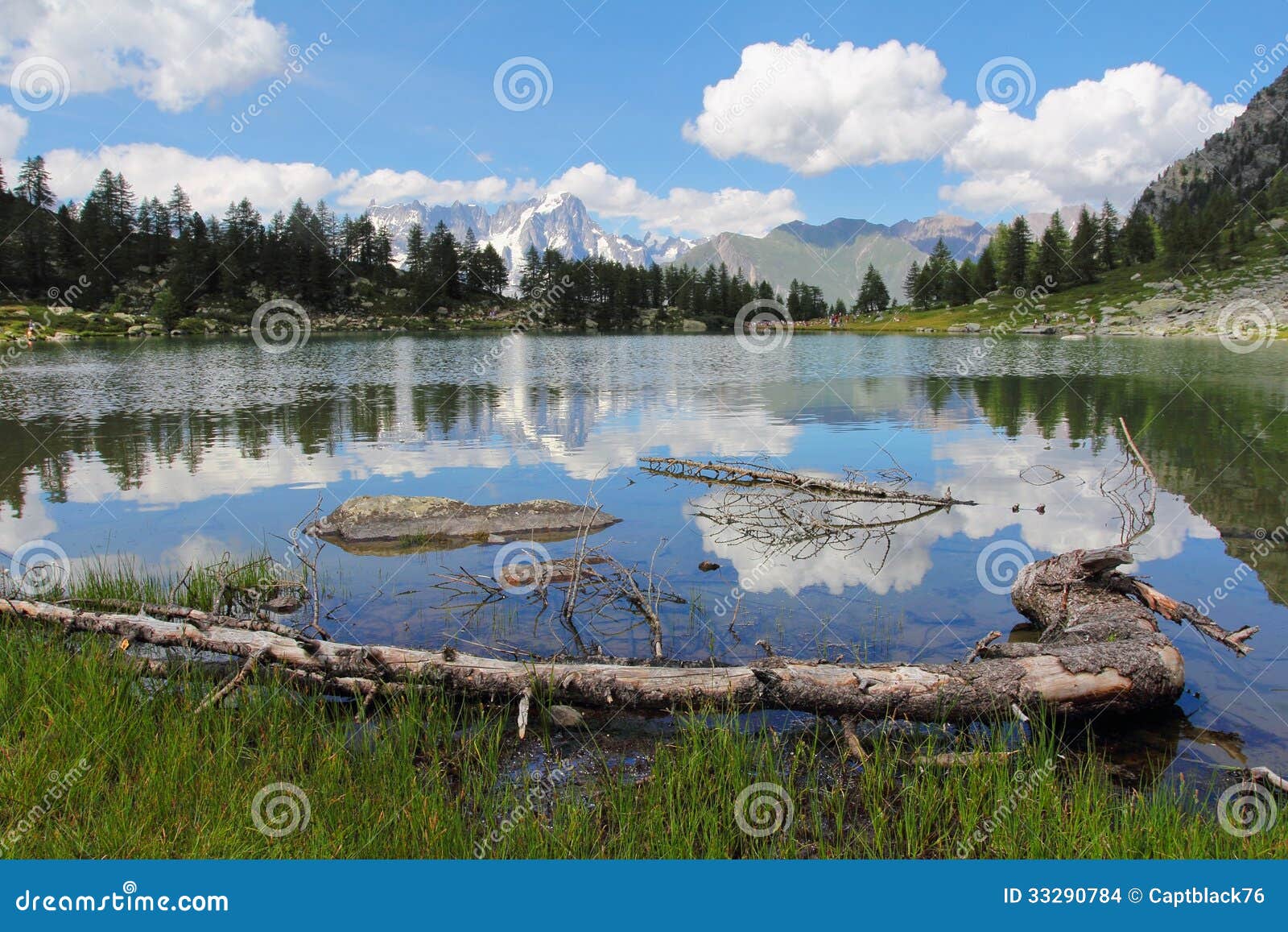 Arpy Lake and Mountain Landscape Stock Photo - Image of aosta, green ...