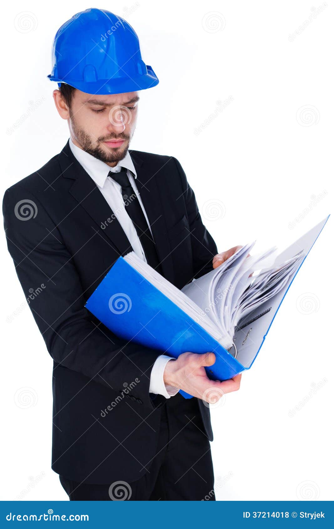 Arquiteto Que Consulta Uma Pasta Das Notas Foto de Stock - Imagem de ...