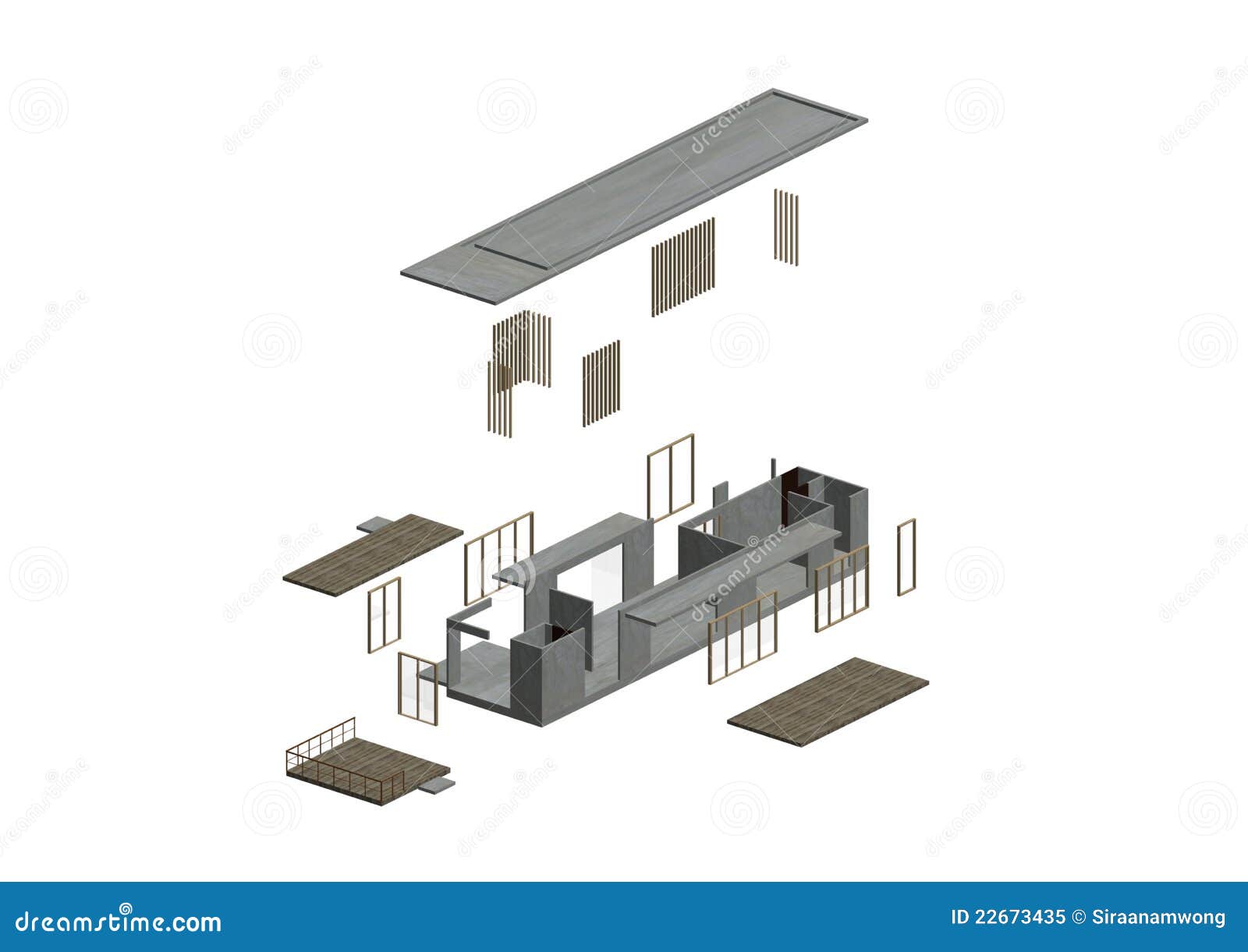 Arquitetura Explodida Em Axonometric Ilustração Stock - Ilustração de ...