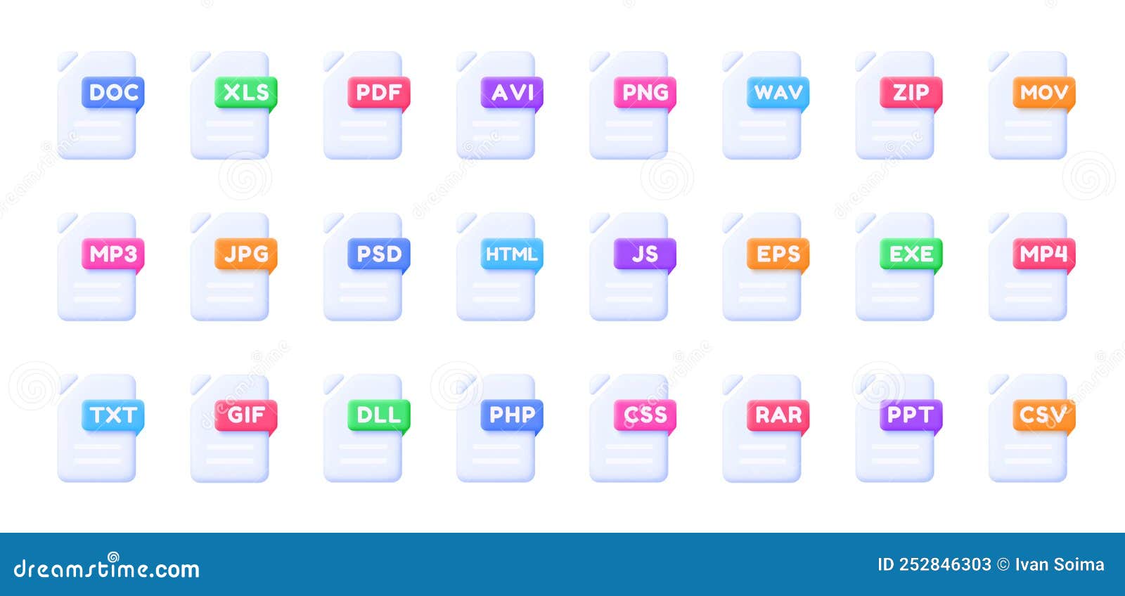 Arquivos Definidos No Estilo 3d. Design De Ilustração De Vetor ...