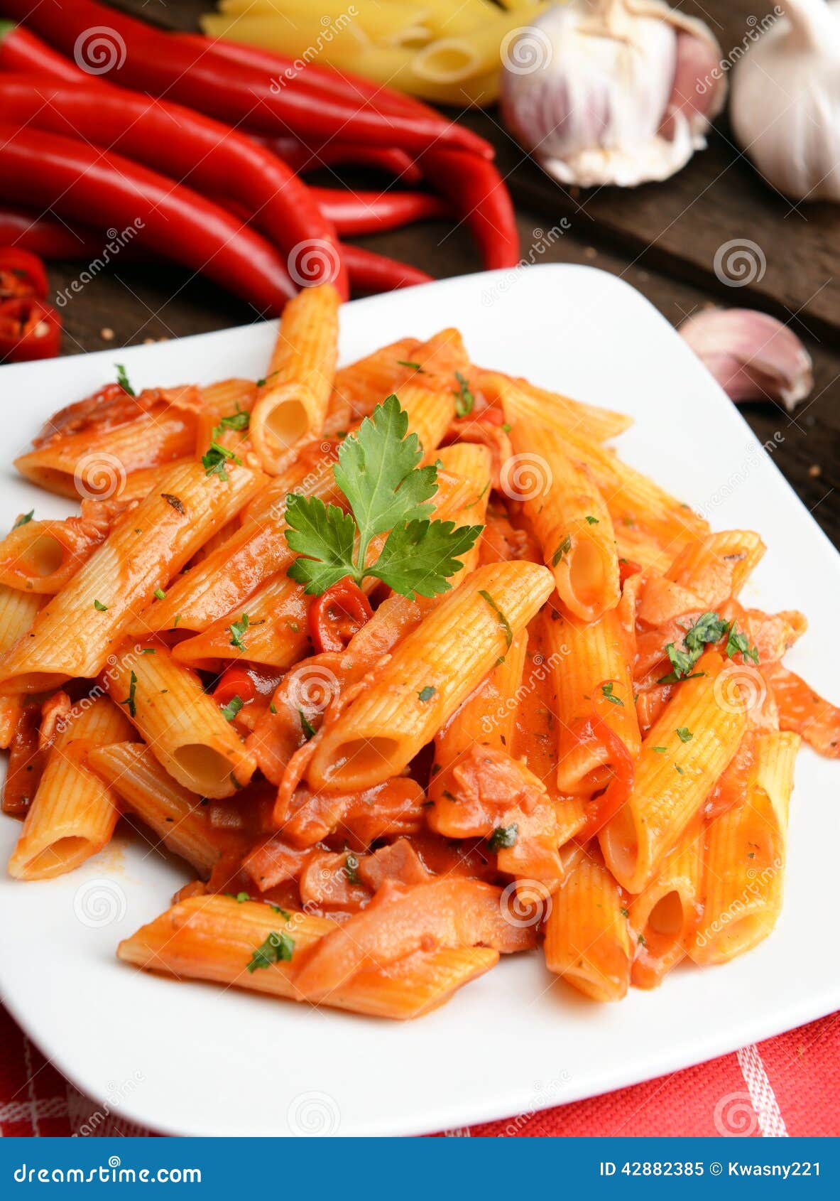 Arrabiata pasta stock image. Image of fresh, mediterranean - 42882385