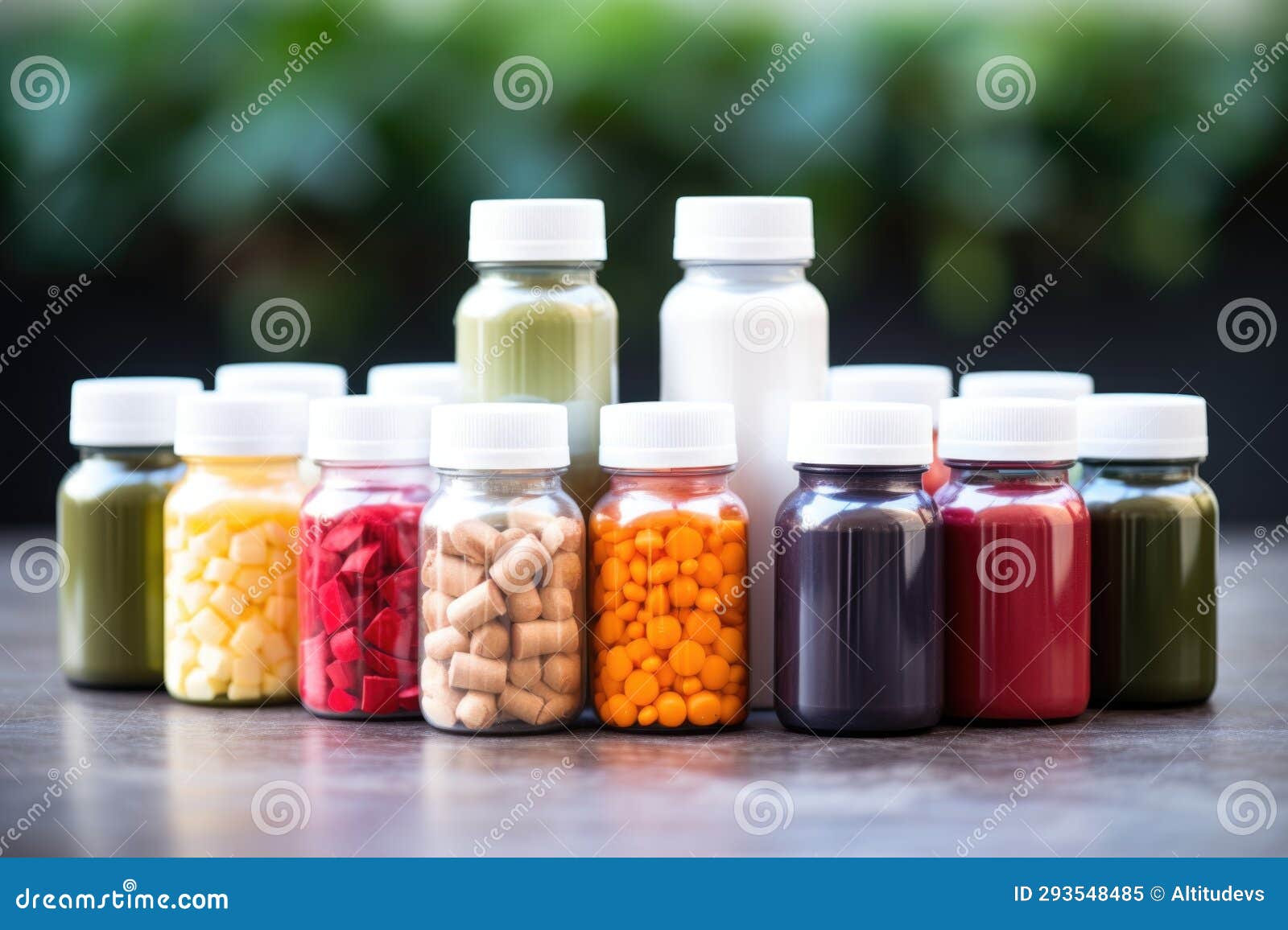 Arrange of Bioactive Compounds Supplements in Bottles Stock Image ...
