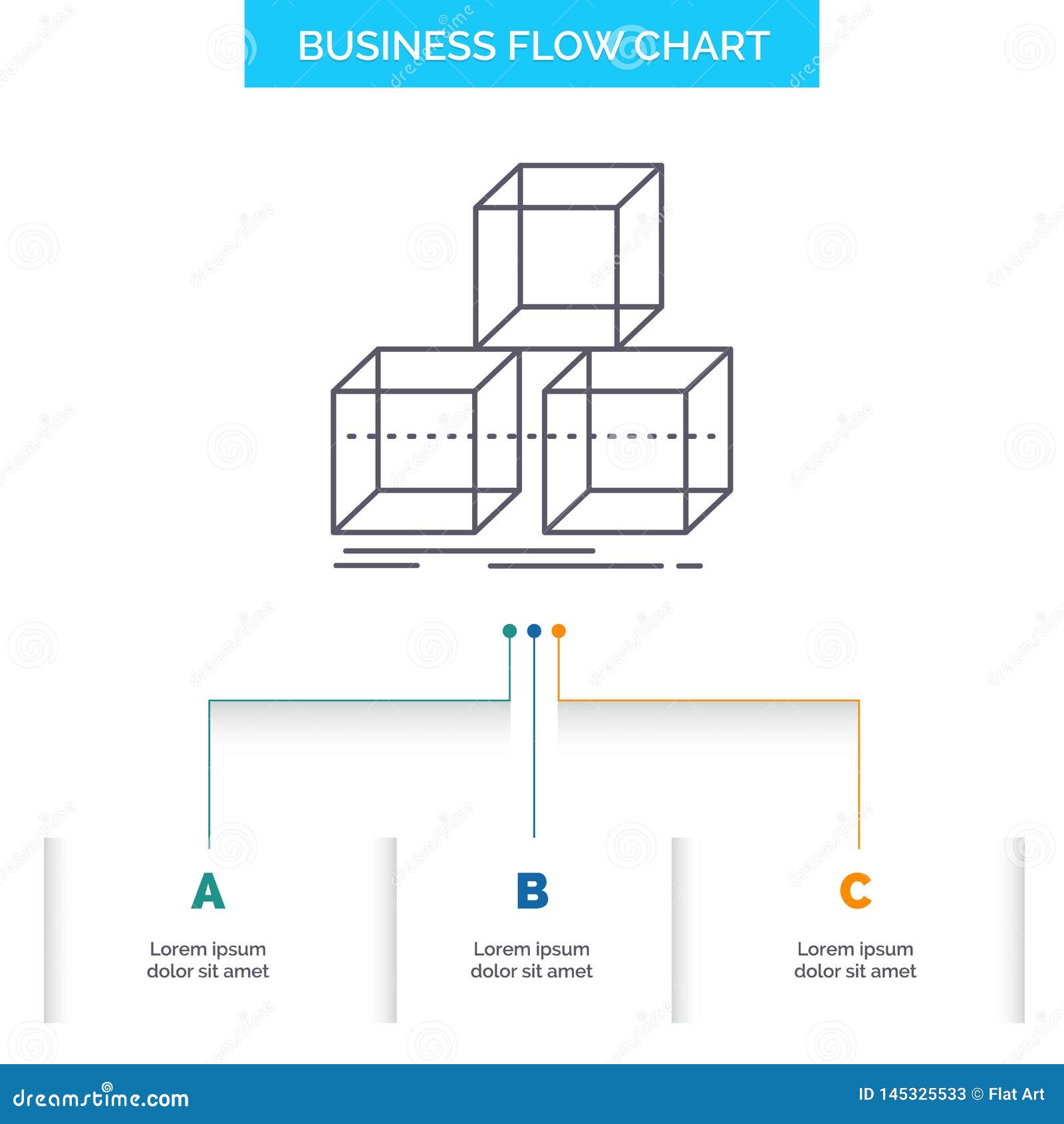 Arrange, Design, Stack, 3d, Box Business Flow Chart Design with 3 Steps ...