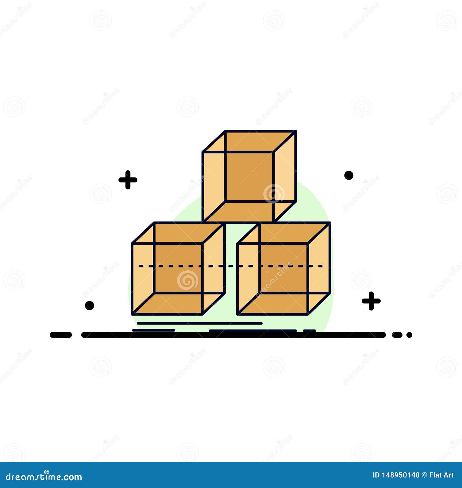 Arrange, Design, Stack, 3d, Box Flat Color Icon Vector Stock Vector ...