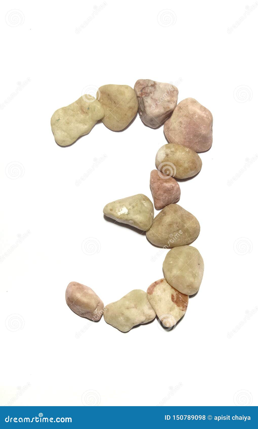 Arrange the Stone into Number Three Isolated Stock Photo - Image of ...
