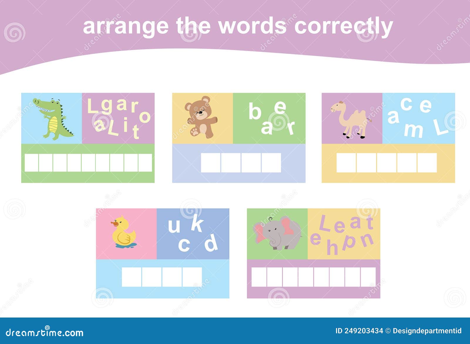 Arrange the Words Correctly Worksheet Stock Vector - Illustration of ...