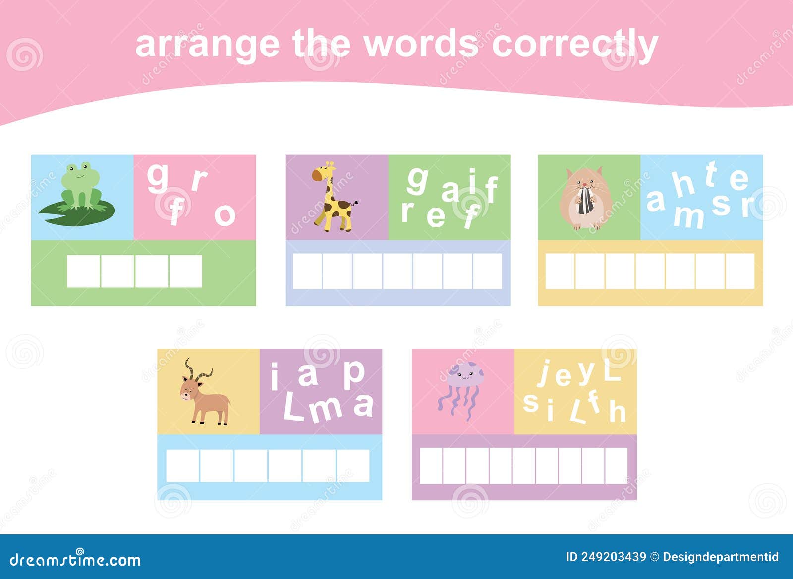 Arrange the Words Correctly Worksheet Stock Vector - Illustration of ...