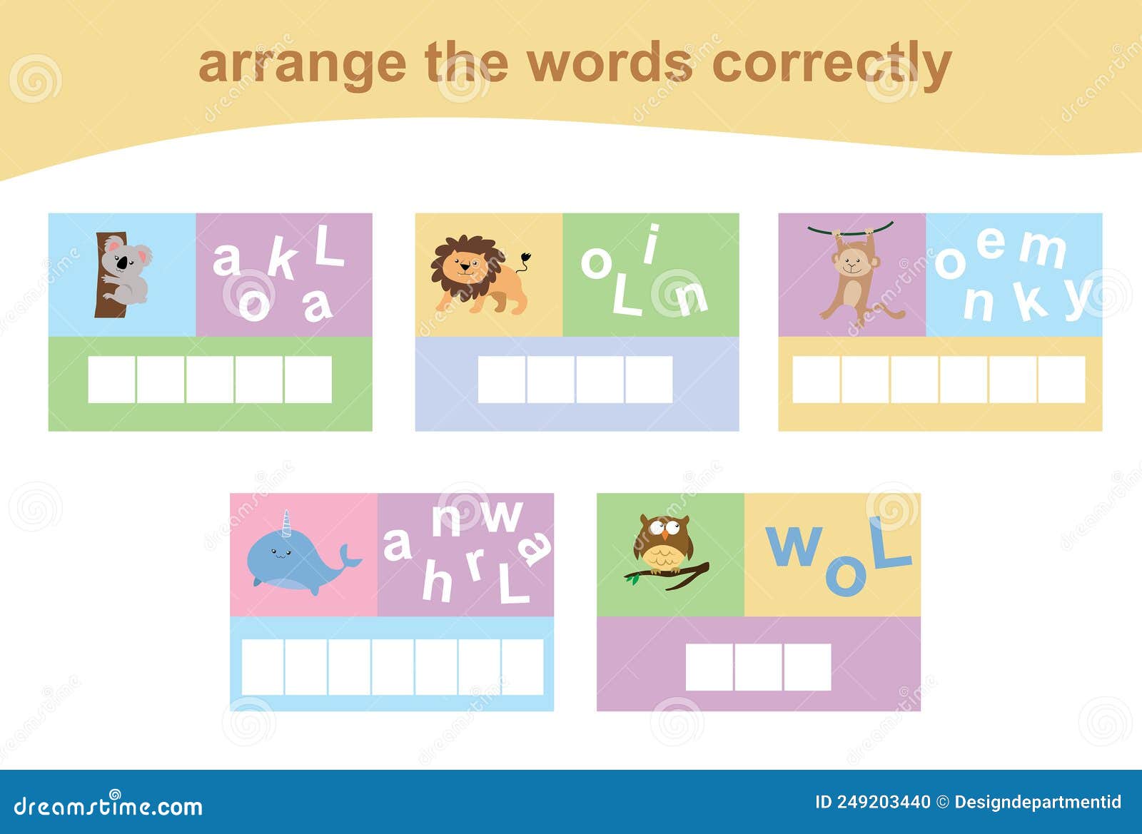 Arrange the Words Correctly Worksheet Stock Vector - Illustration of ...