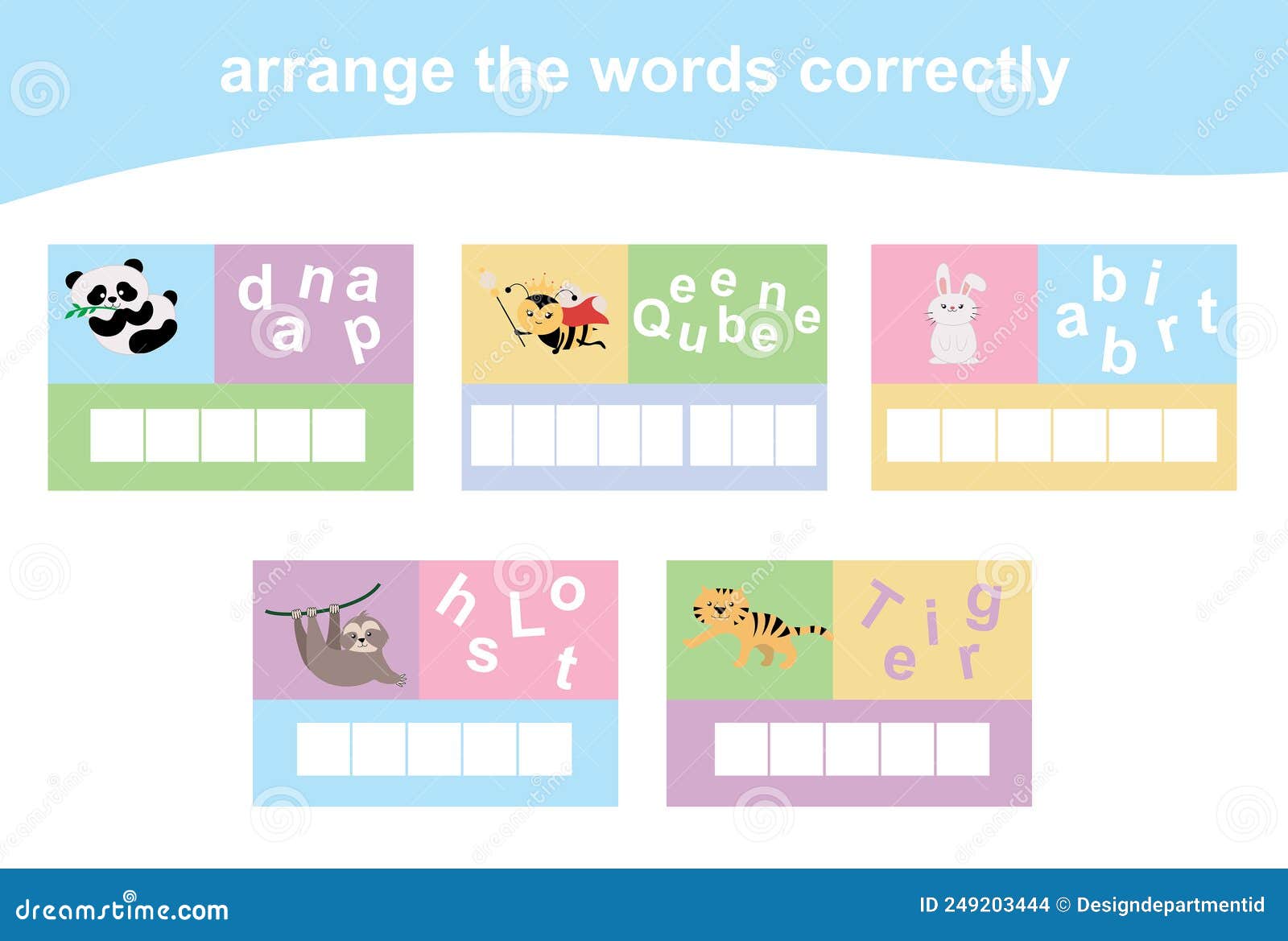 Arrange the Words Correctly Worksheet Stock Vector - Illustration of ...