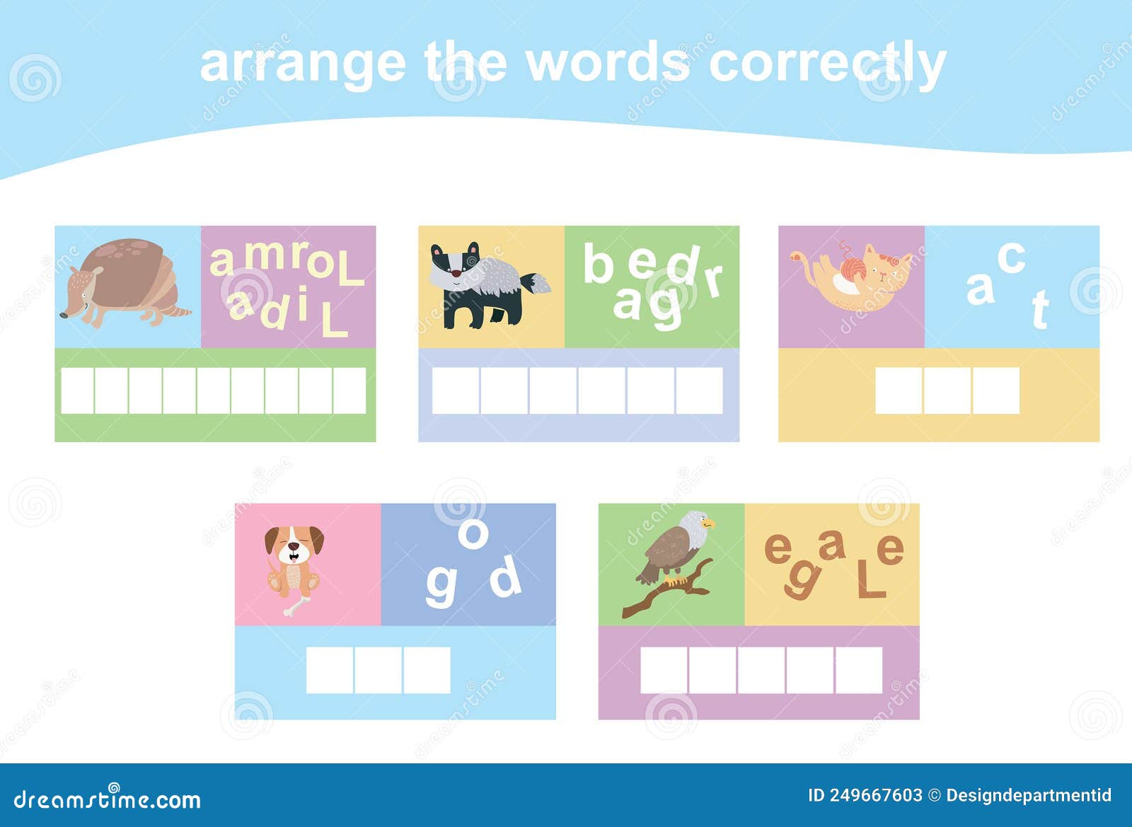 Arrange the Words Correctly Worksheet Stock Vector - Illustration of ...